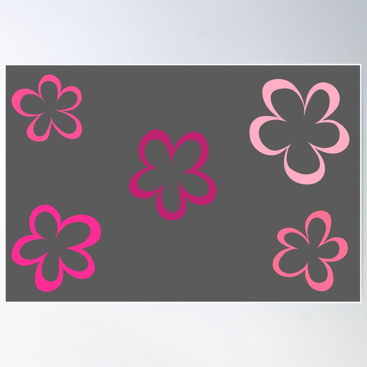 Funky Pink Retro Flowers Sticker Pack Poster Wall Art, Modern Wall ...
