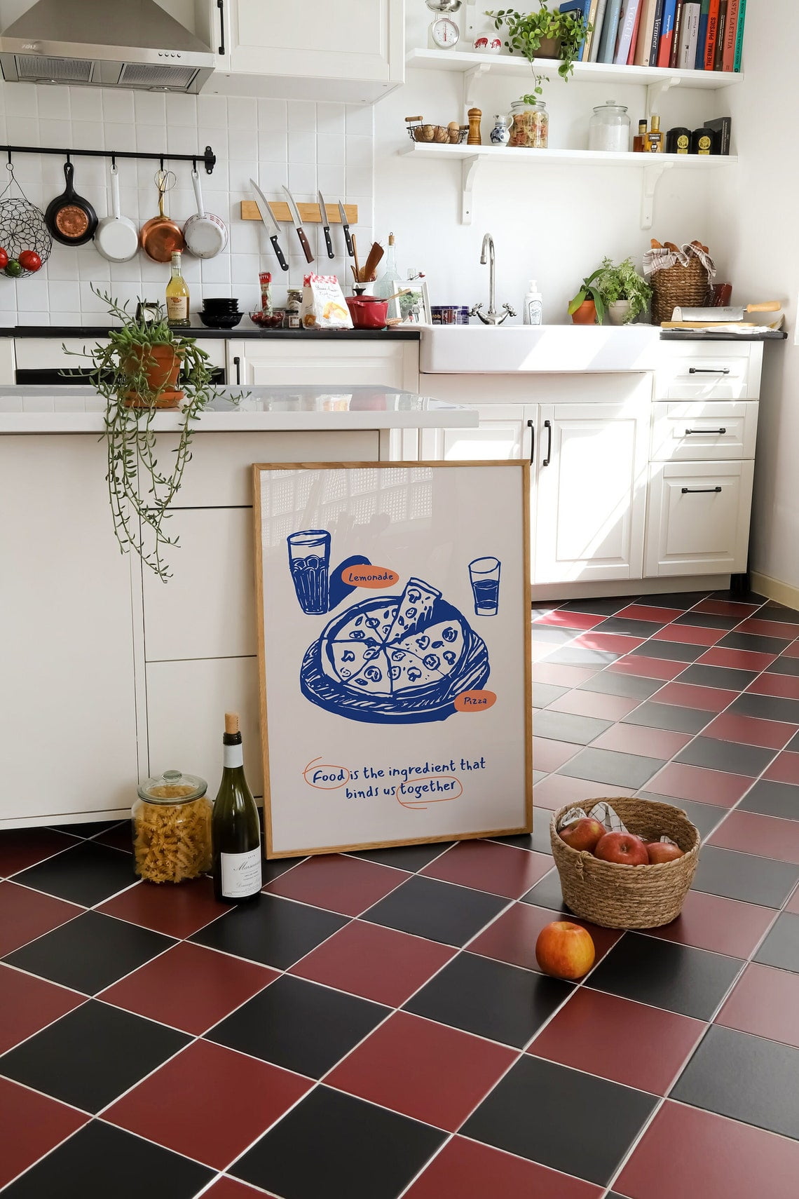 Funky Pizza Print, Pizza Night Print, Retro Kitchen Wall Art, Cute ...