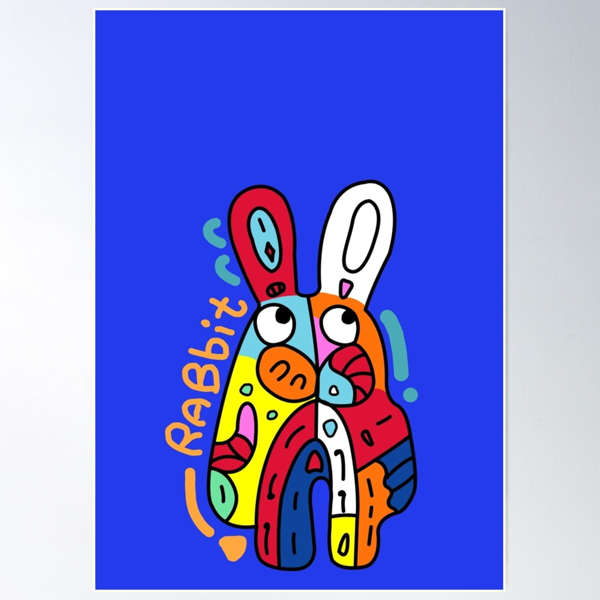 Funky Rabbit Poster Wall Art, Modern Wall Decor For Living Room Bedroom ...