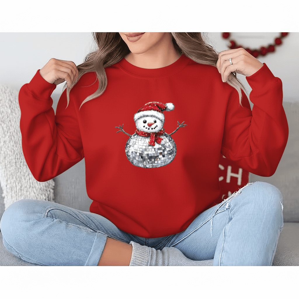 Funky Retro Disco Snowman Winter Holiday Festive Graphic Sweatshirt, up ...