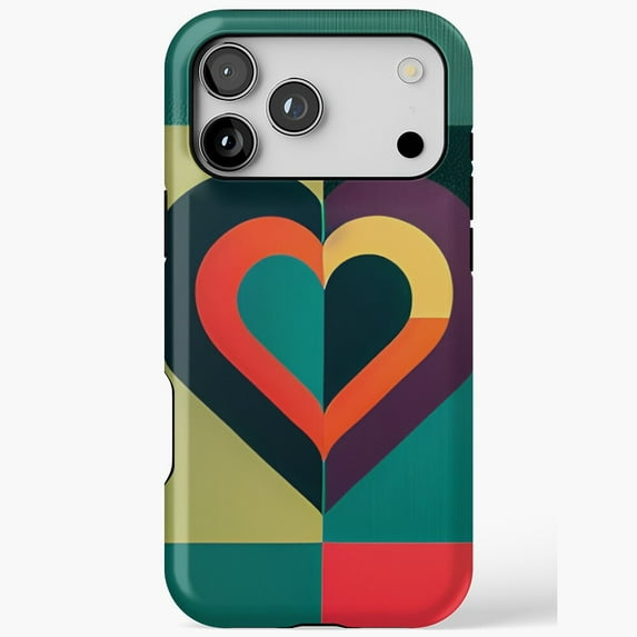 Funky Retro Heart Graphic Art Case iPhone Case 11 through 17 Pro Max ...