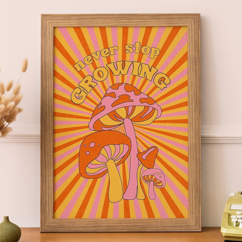 Funky Retro Mushroom, 70S Poster, Retro 70S Home Decor, Vintage Poster ...