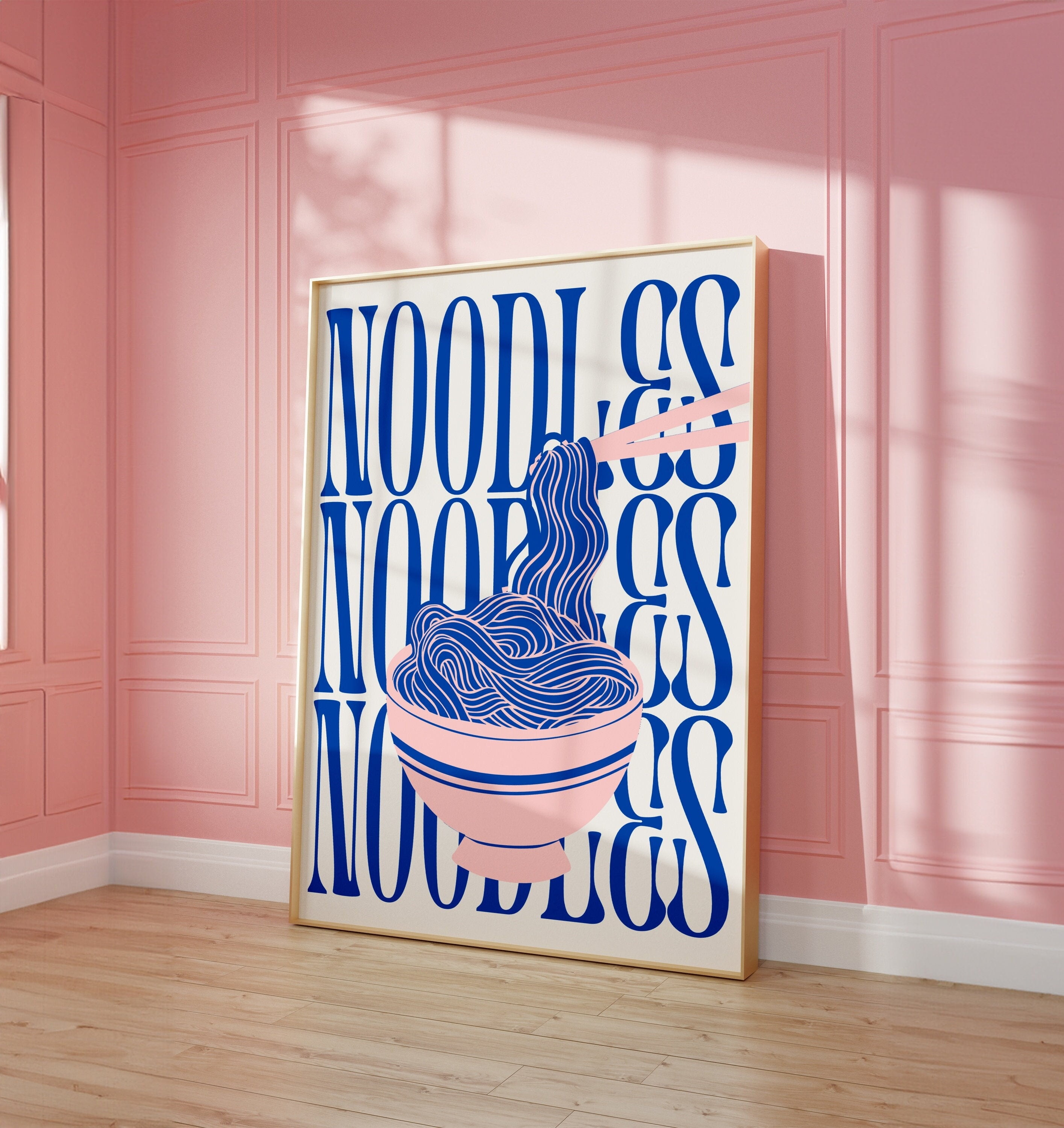 Funky Retro Noodles Bowl Print • Ramen Art • Asian Kitchen Bold Font ...