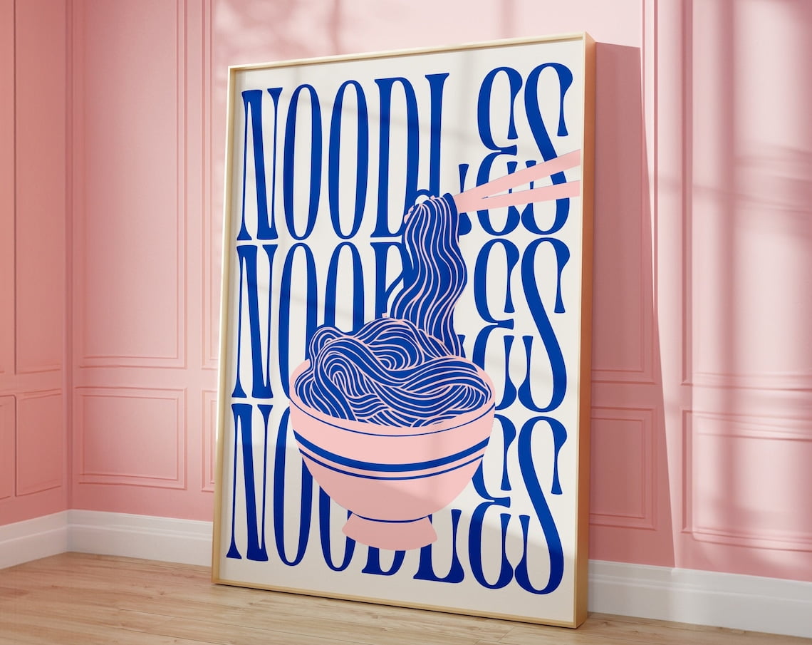 Funky Retro Noodles Bowl Print • Ramen Poster Art Print • Asian Food ...