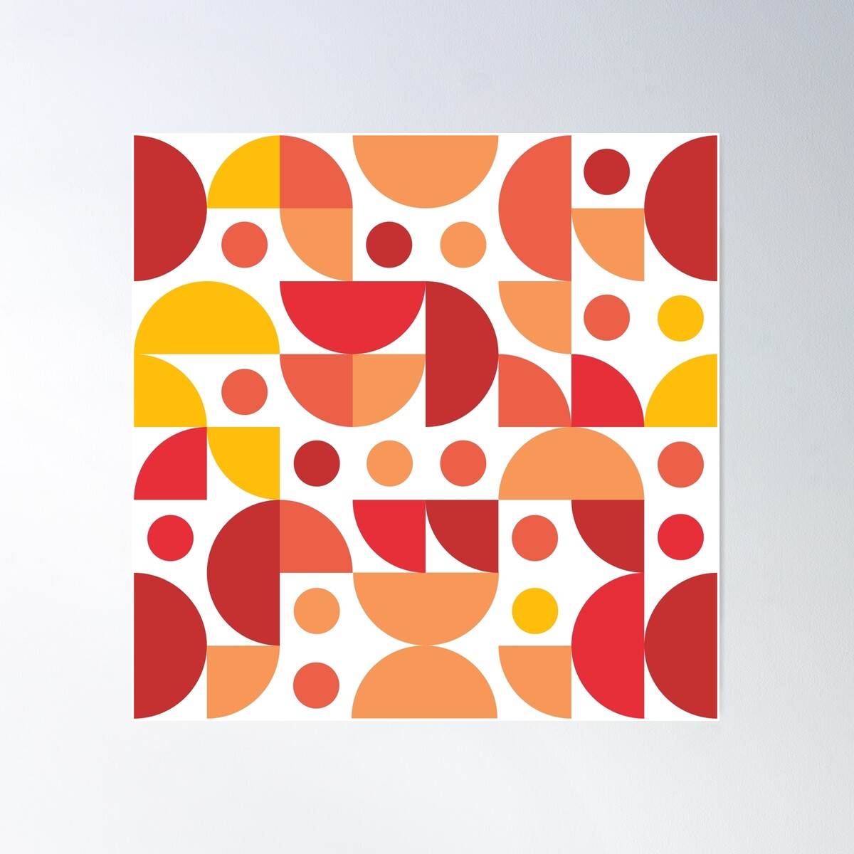 Funky Retro Pattern Warm Colours Poster Wall Art, Modern Wall Decor For ...