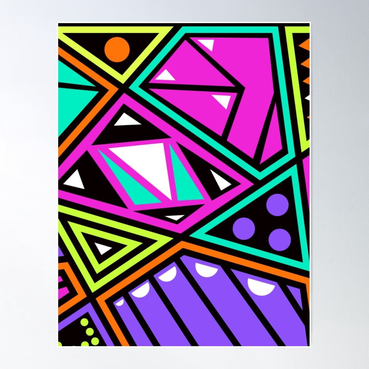 Funky Retro Shapes Poster Wall Art, Modern Wall Decor For Living Room ...