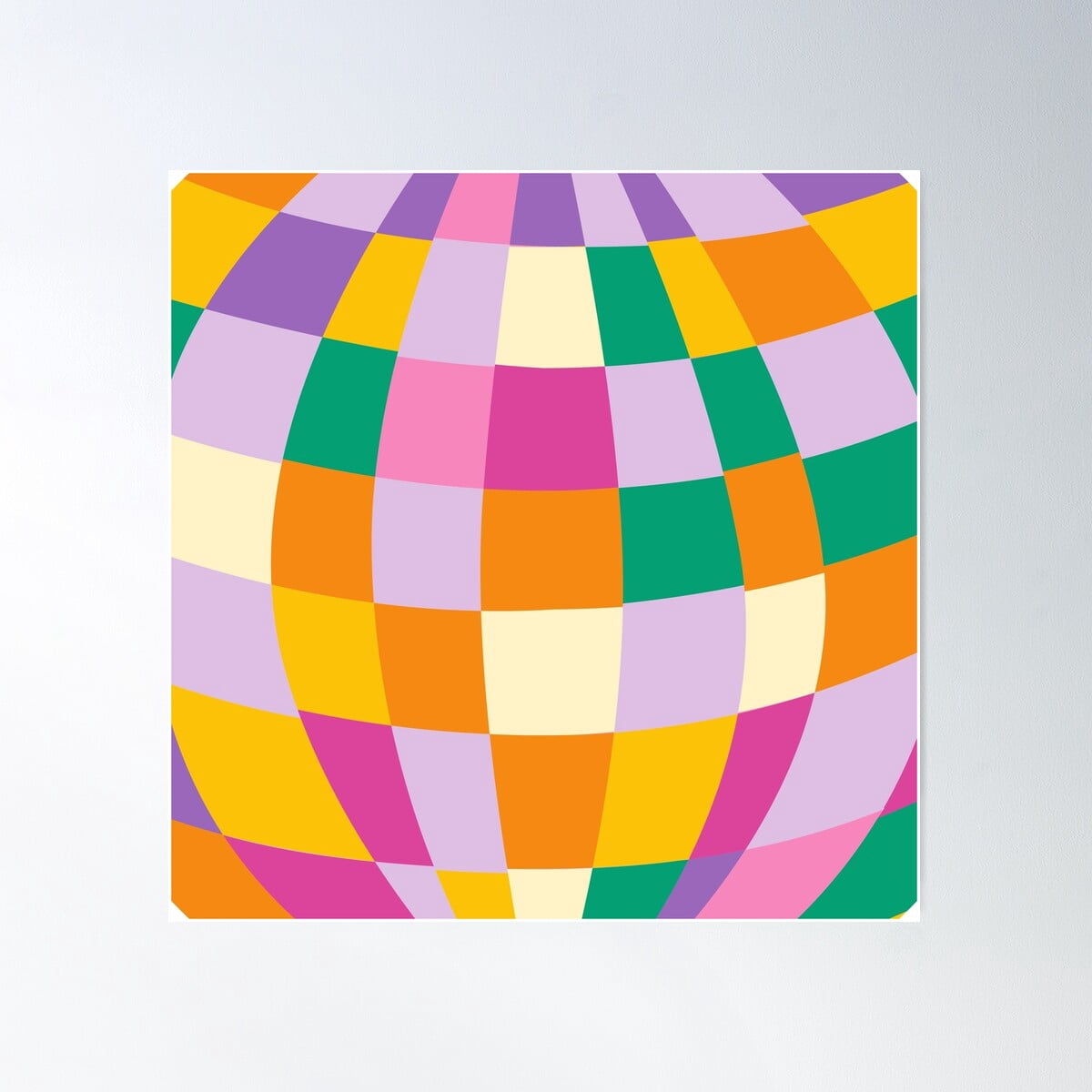 Funky Retro Squares Pattern Poster Wall Art, Modern Wall Decor For ...