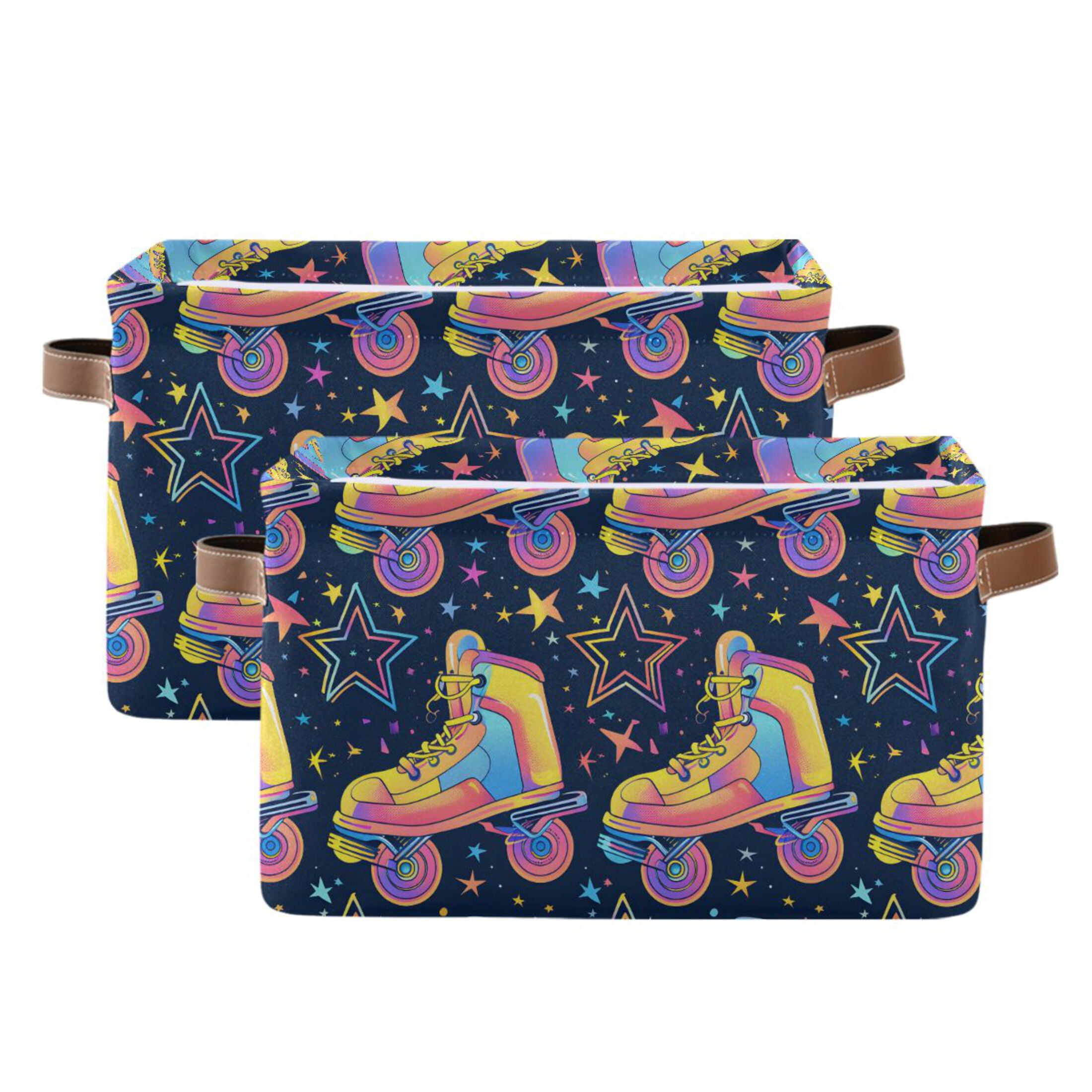 Funky Rollers Skates Storage Bins with Handle Fabric Organizer Basket ...