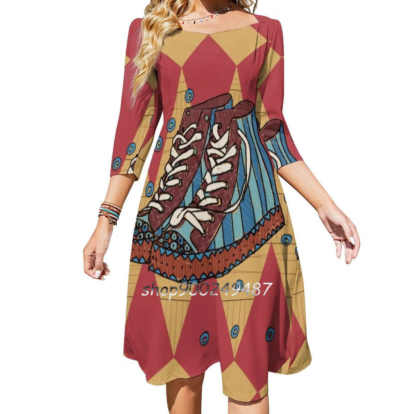 Funky Shoes Evening Party Dresses Midi Sexy Dress Female Sweet One ...