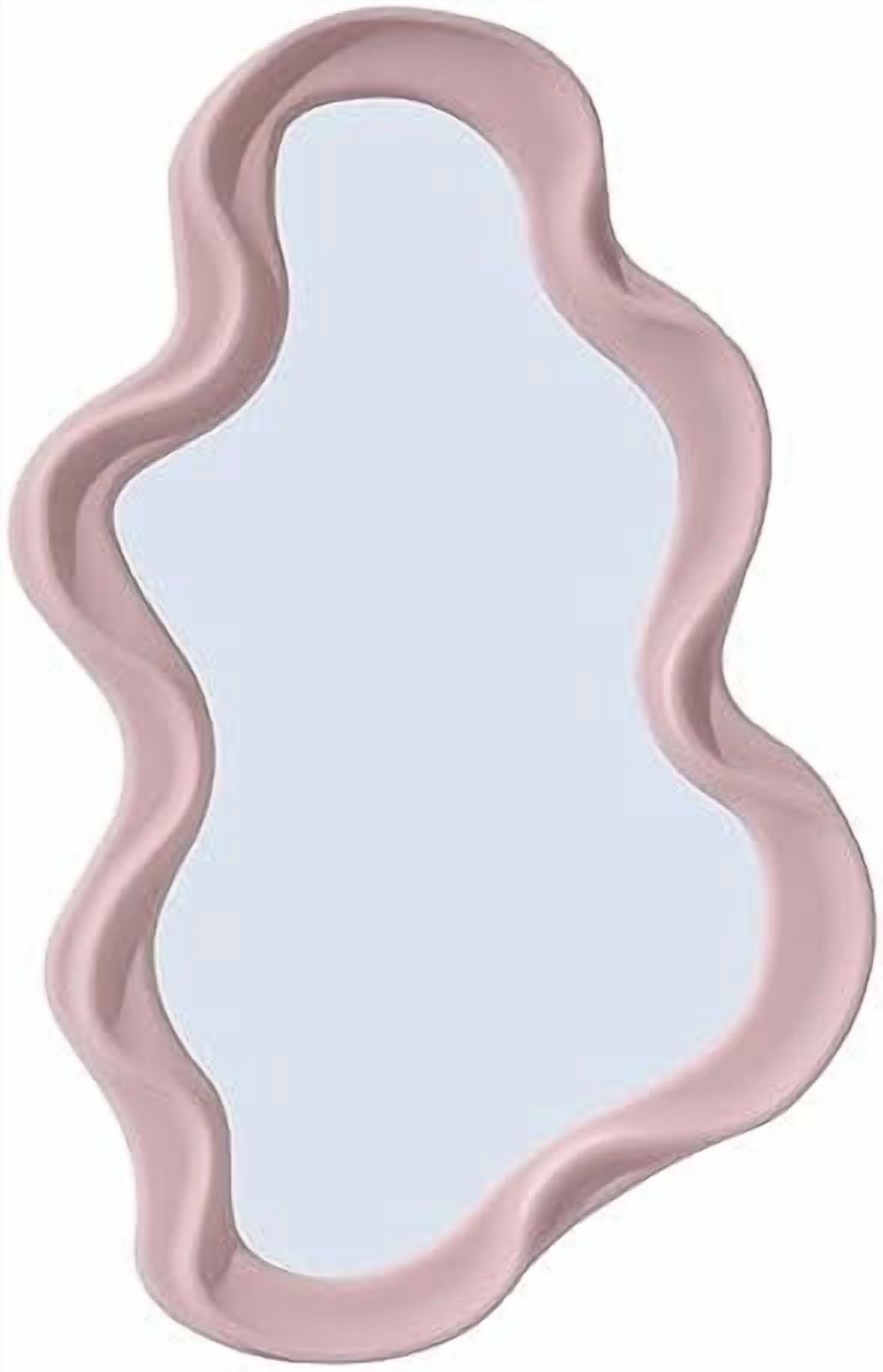 Funky Small Decorative Wall Mirror - Pink Asymmetrical Wavy Design ...