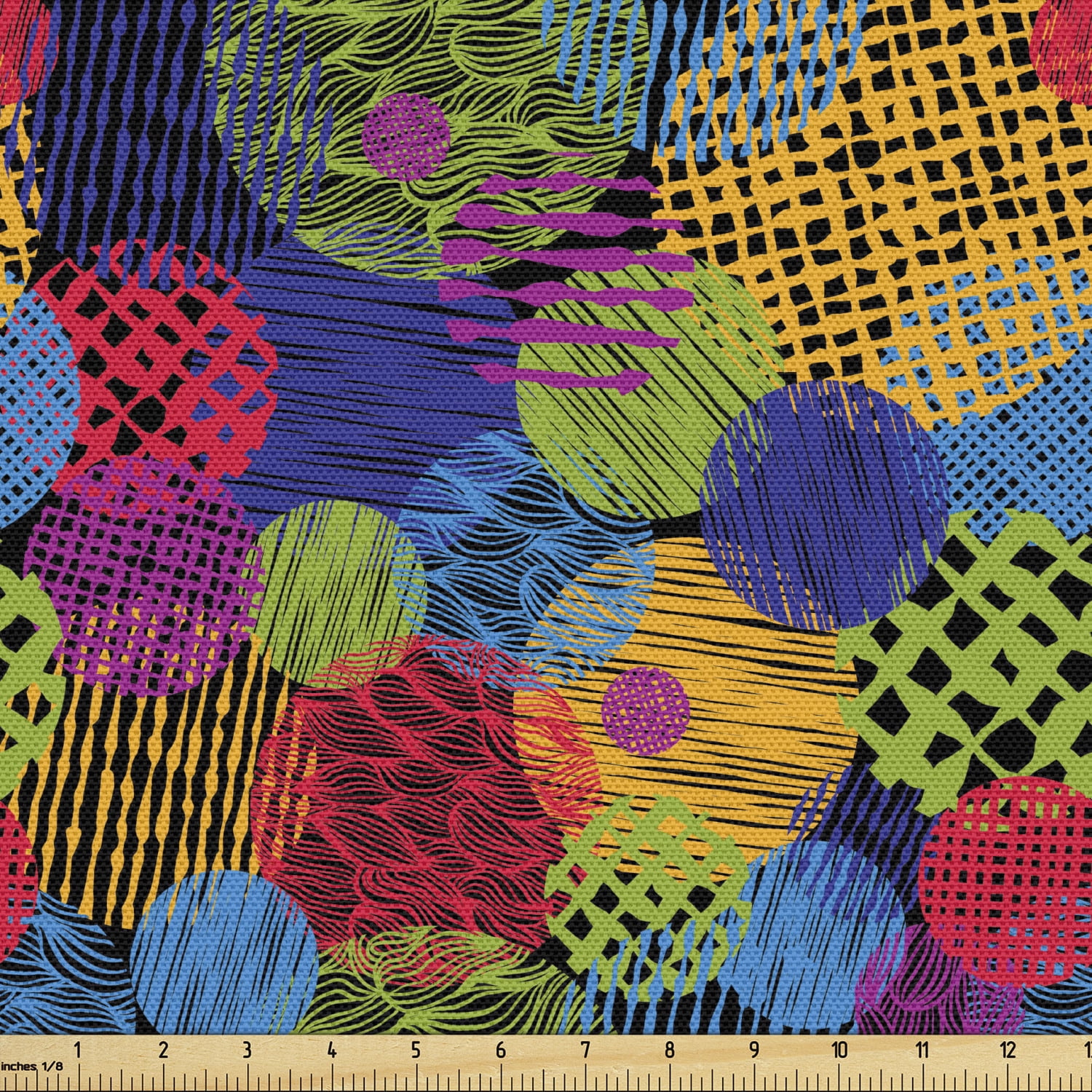 Ambesonne Funky Fabric by the Yard Upholstery, Geometric Sketchy Forms ...