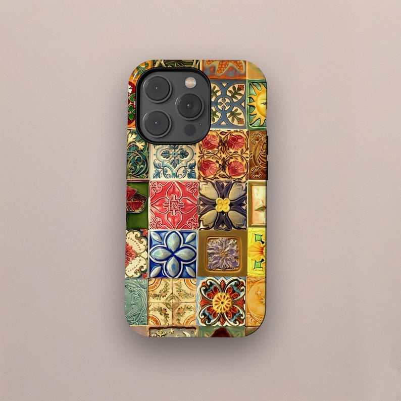 Funky Tile Collage Stamp Retro Aesthetic Phone Case for iPhone 11 12 13 ...