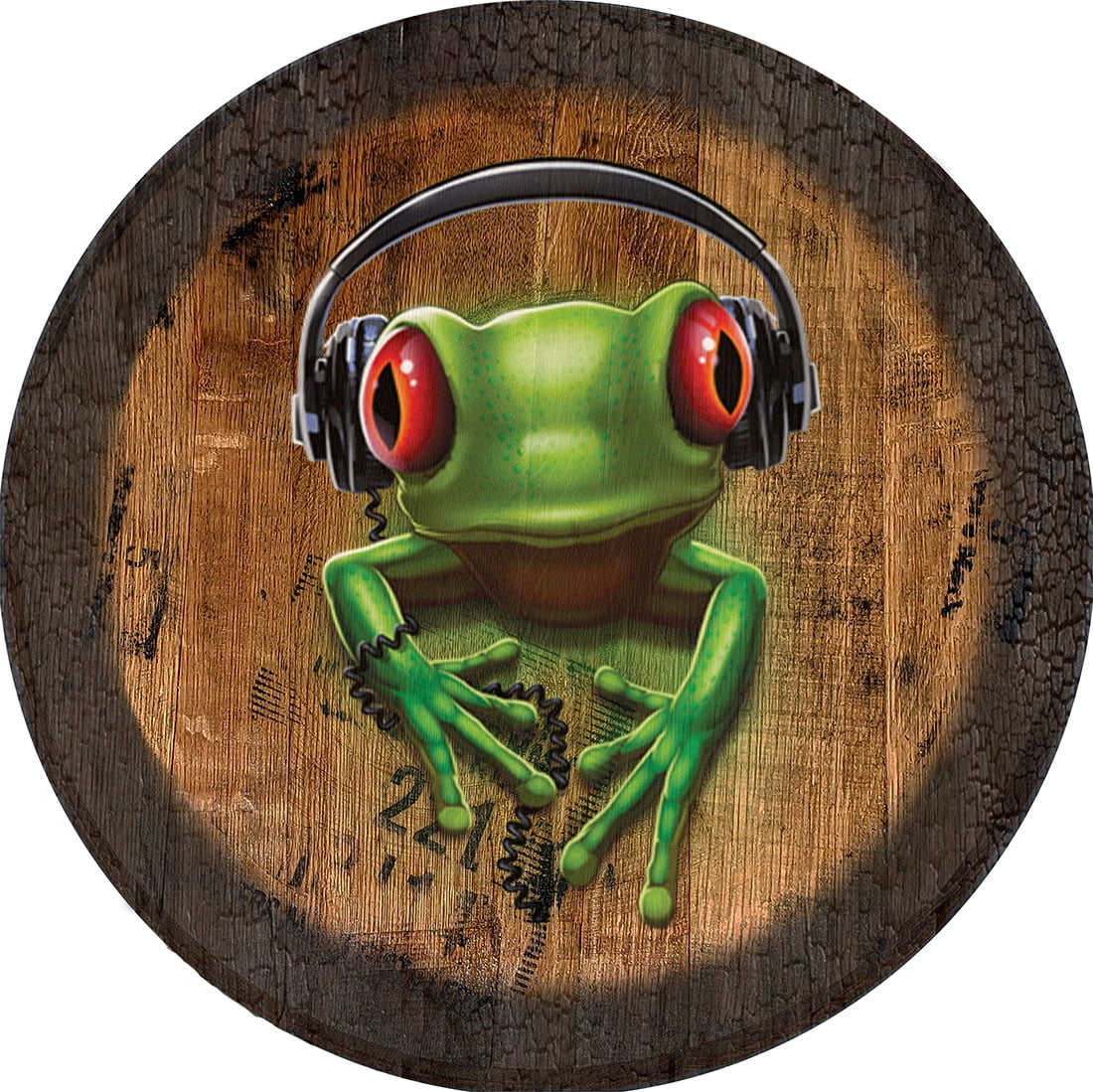 Funky Tree Frog Pub Sign Large Oak Whiskey Barrel Wood Wall Decor ...