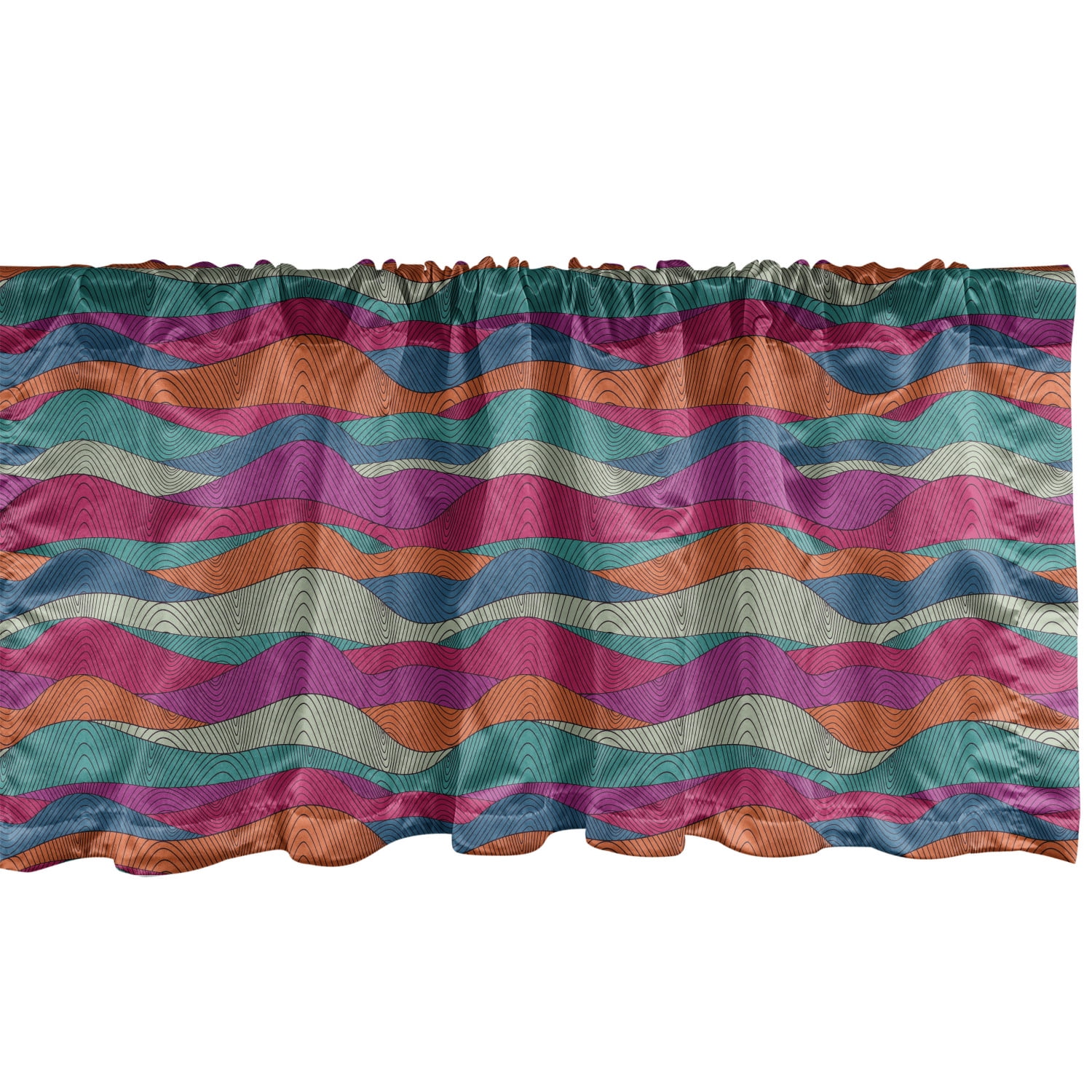 Ambesonne Funky Valance Pack of 2, Abstract Quirky Wave Forms, 54"X12 ...