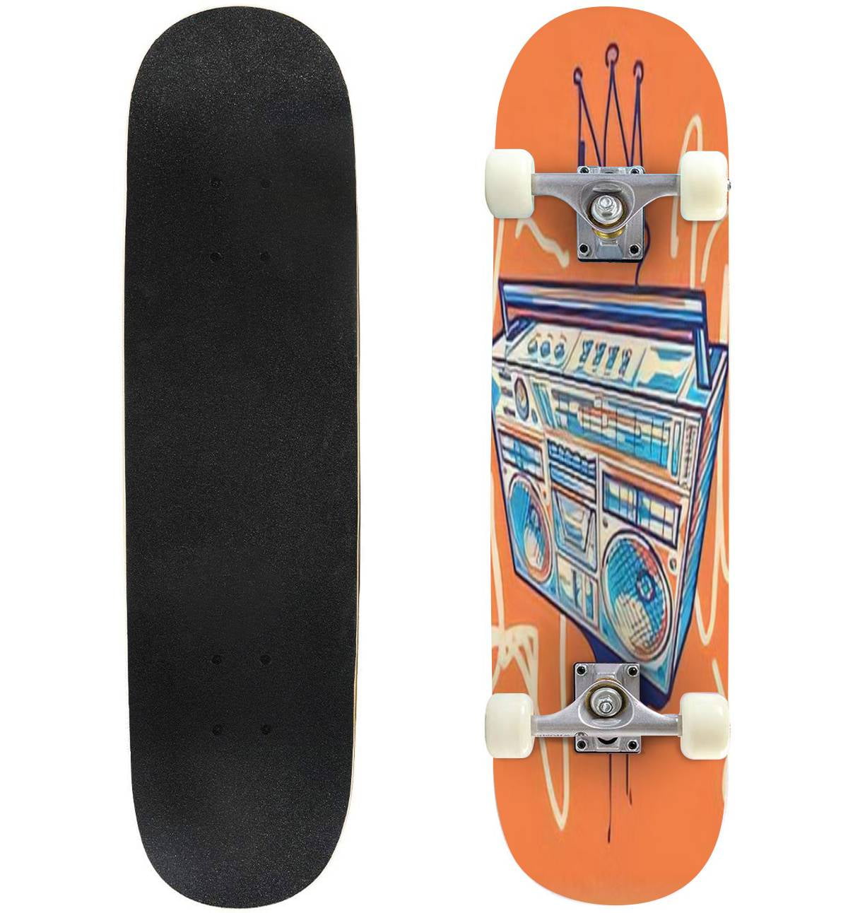Funky colorful boom box on graffiti background Outdoor Skateboard ...