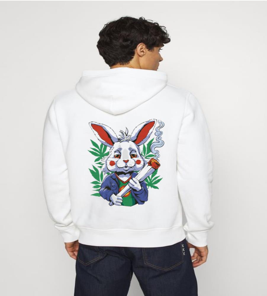 Funky rabbit design on a Hoodie, featuring a stylish rabbit with ...