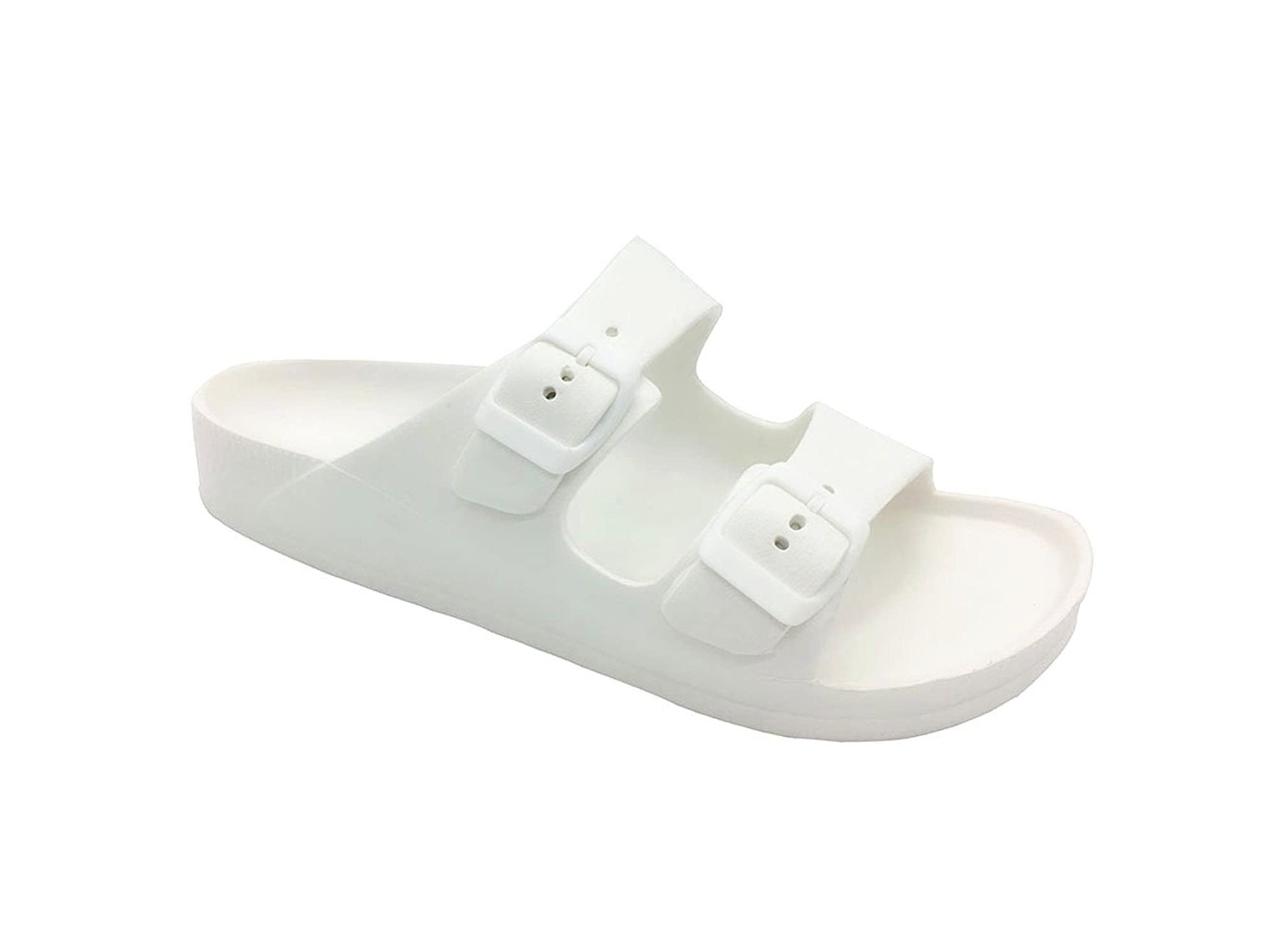 Funkymonkey Women's Comfort Slides Double Buckle Adjustable EVA Flat ...