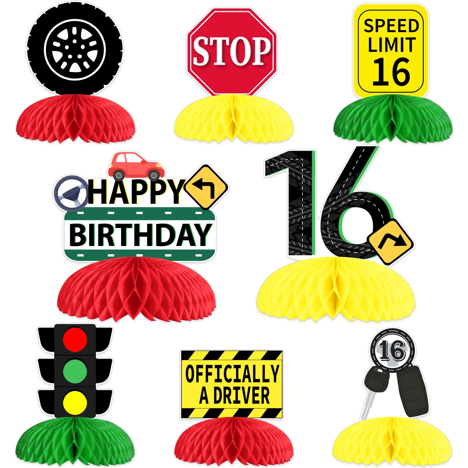 Funmemoir 16th Birthday Decorations for Boys Driver License 8PCS Speed ...