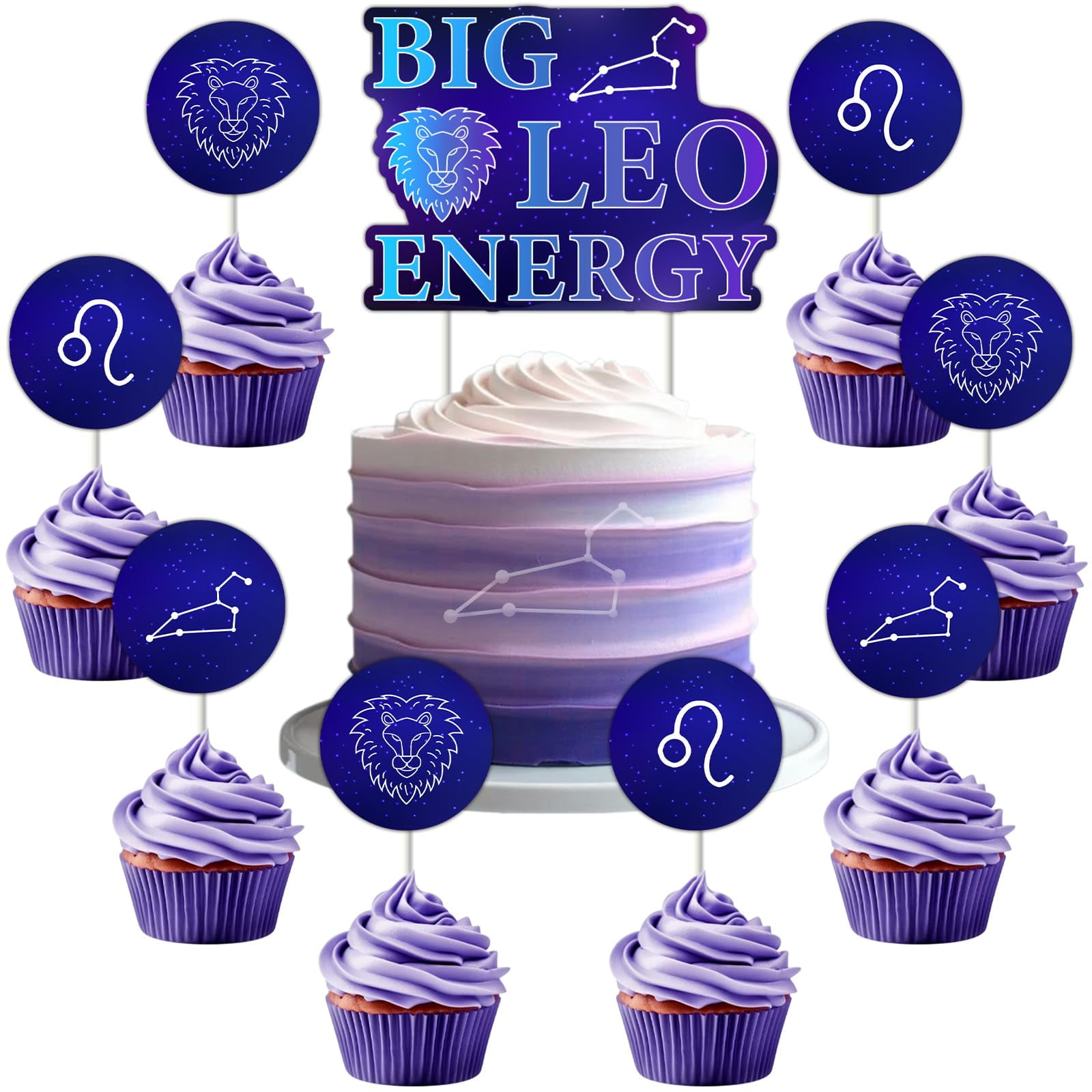 Funmemoir Big Leo Energy Decorations - RST1 Leo Zodiac Birthday Cake ...