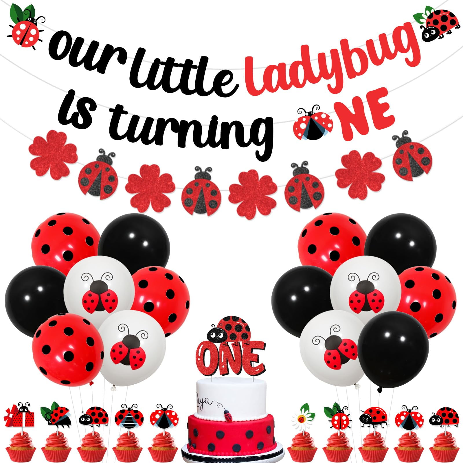 Funmemoir Ladybug 1st AJH3 First Birthday Decorations, Our Little ...