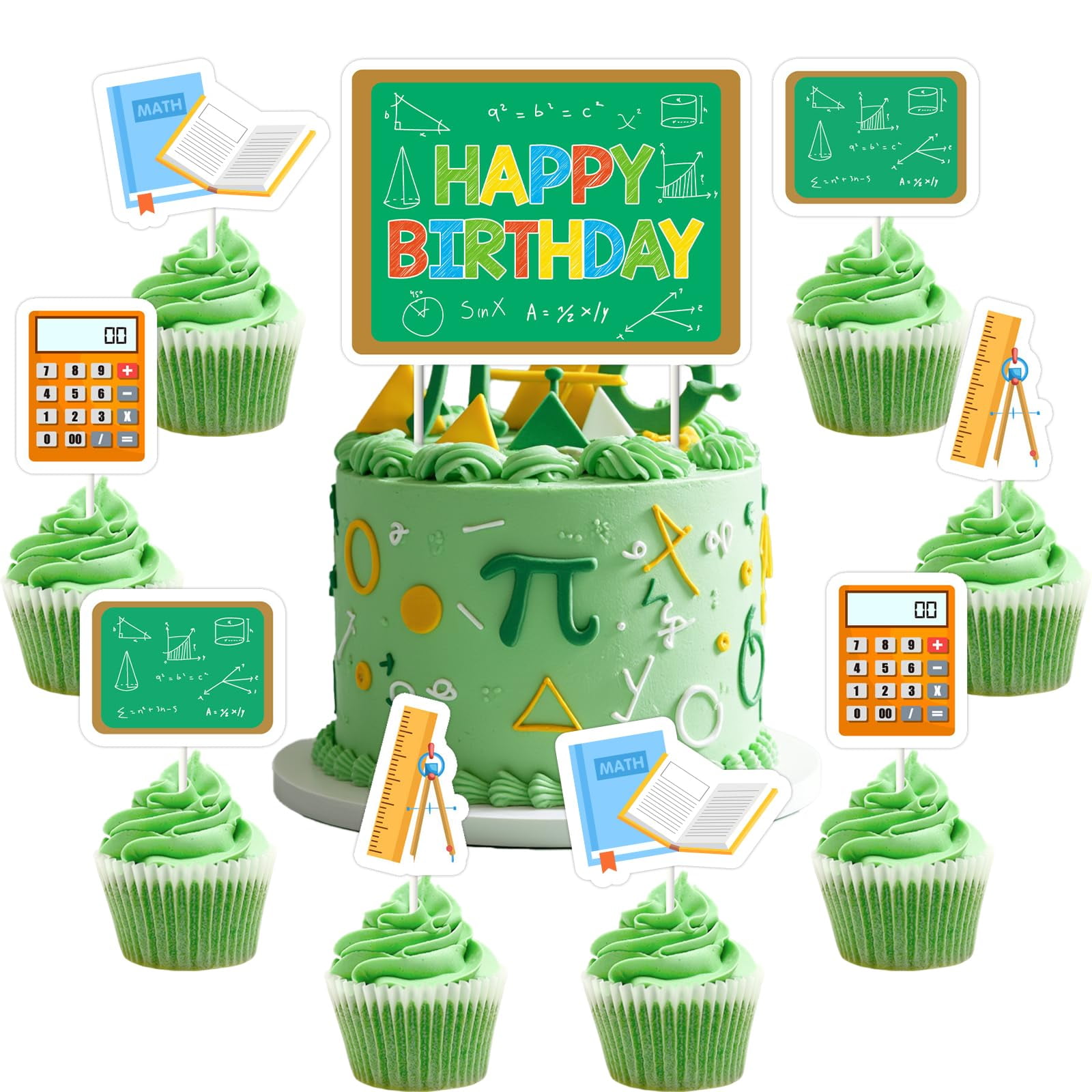 Funmemoir Math-Themed Birthday Cake Topper Set RST1 - 1 Cake Topper ...