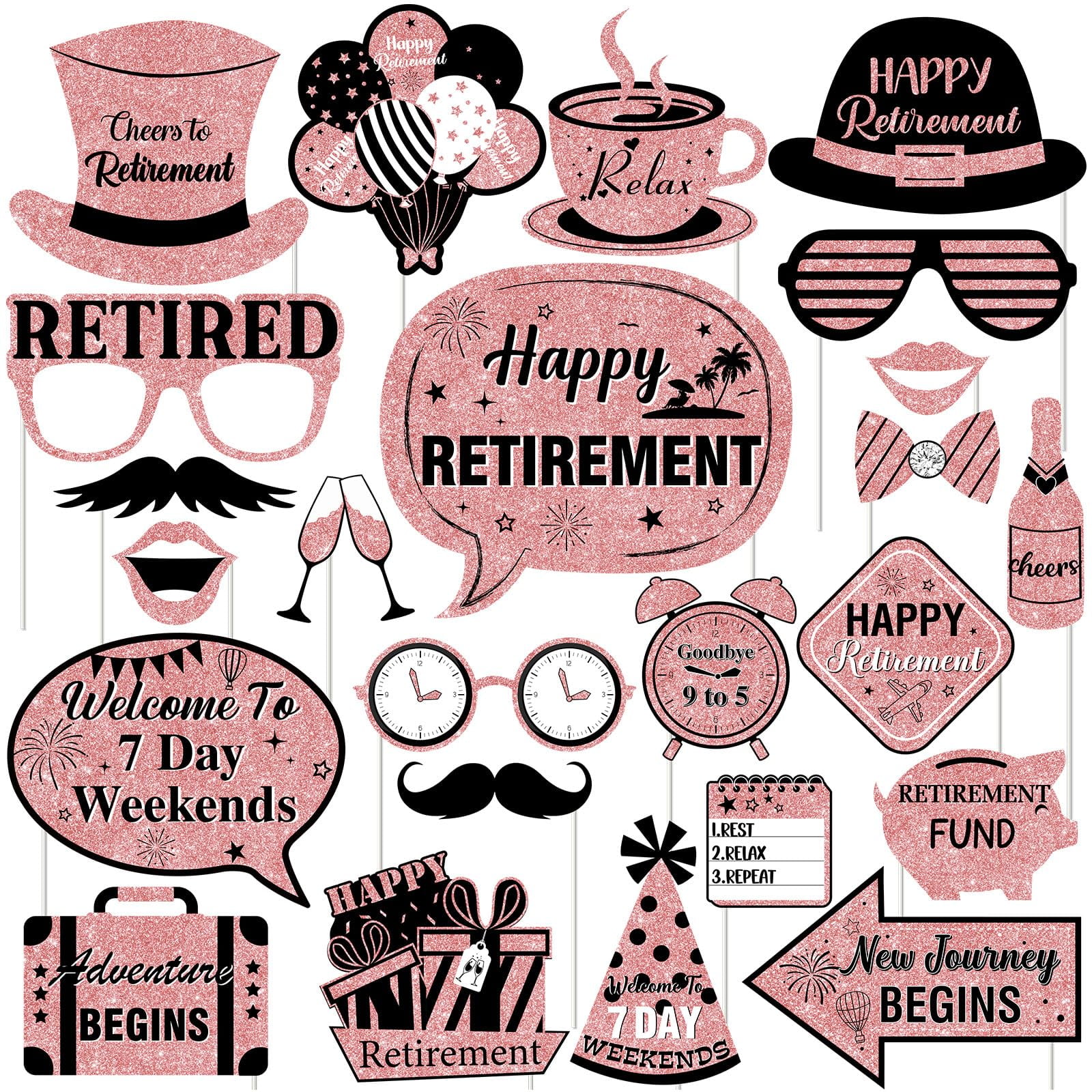 Funmemoir Rose Gold Retirement Party Decorations - 24PCS Retirement ...
