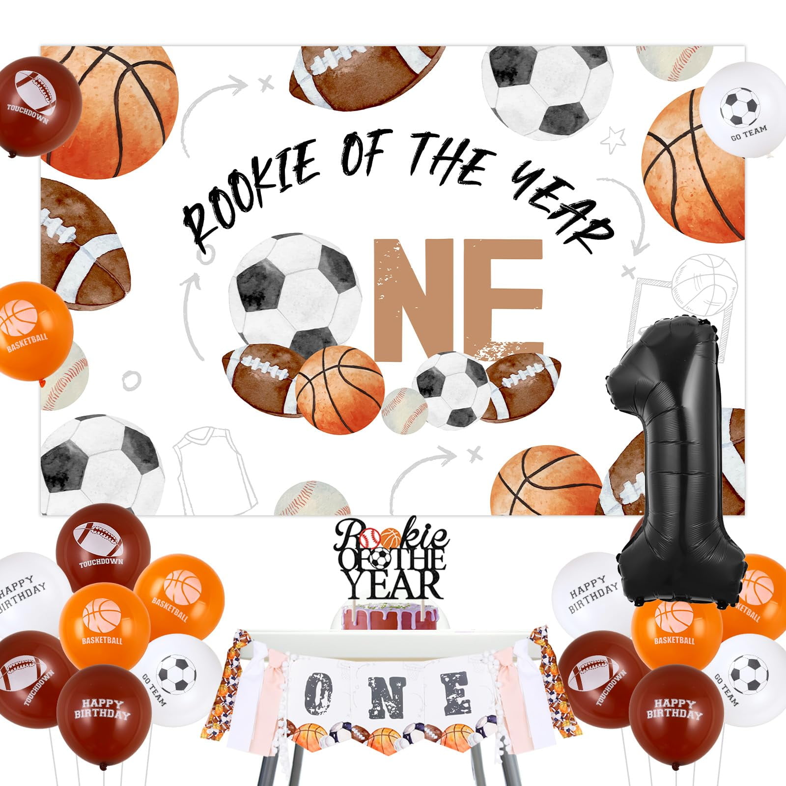 Funmemoir Sports 1st Birthday STF9 Party Decorations - Rookie of the ...