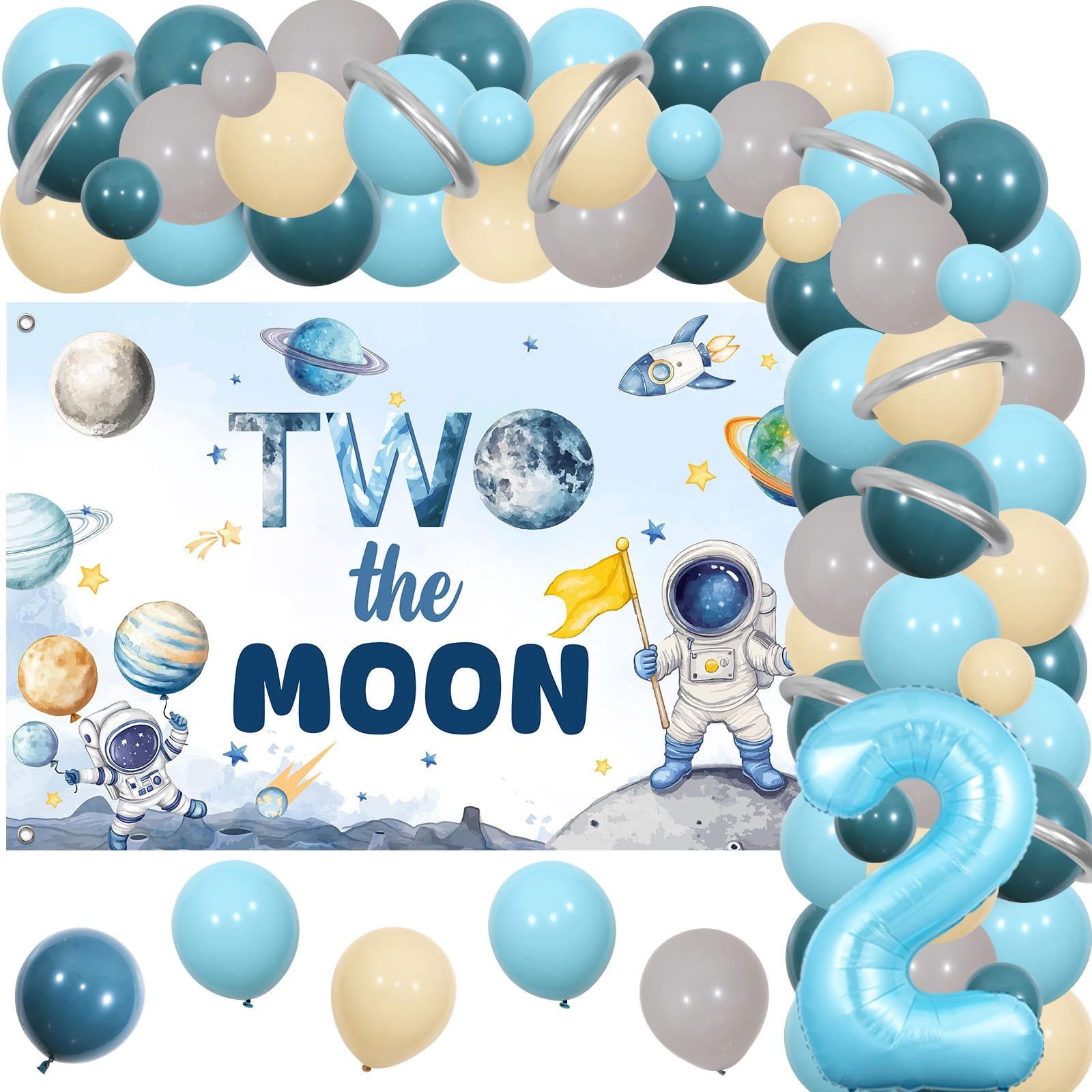Funmemoir Two the Moon IFF17 Birthday Decorations Boy - Birthday ...