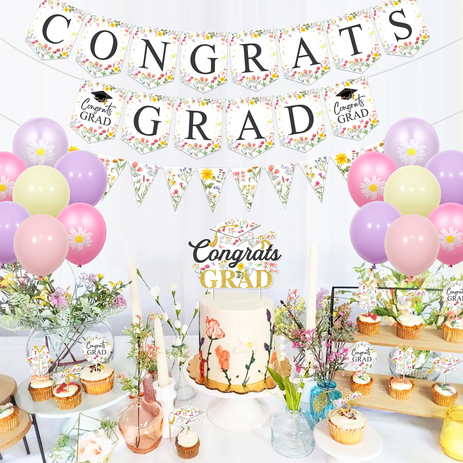 Funmemoir Wildflower Graduation AJH3 Decorations 2025 - Congrats Grad ...