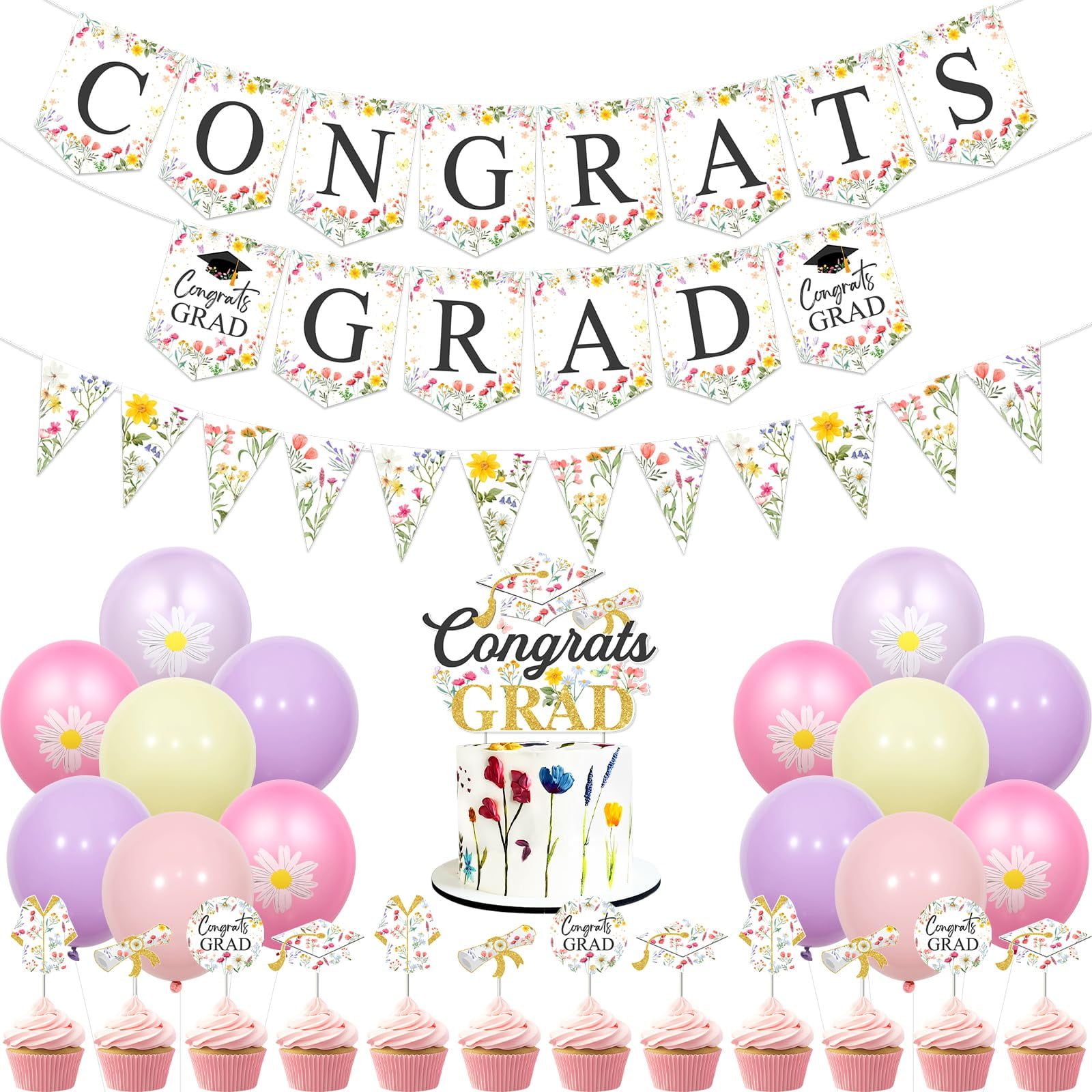 Funmemoir Wildflower Graduation Decorations 2025 - Congrats H2FSDGrad ...