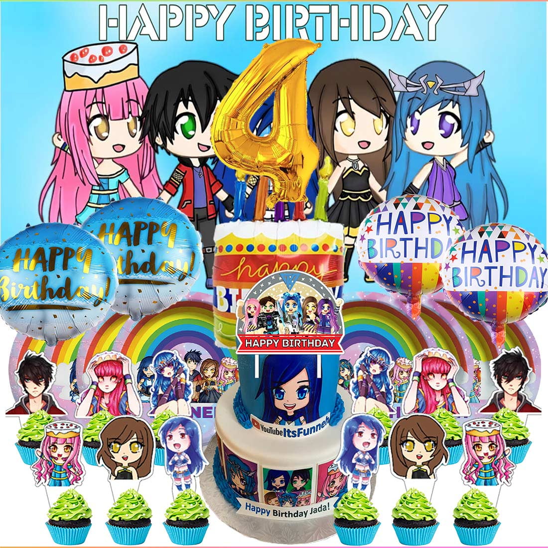 Funneh Krew 4th Tableware Balloons Cake Toppers Backdrop Banner ...