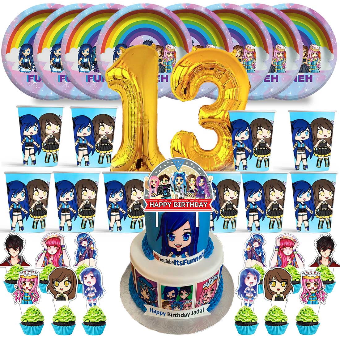 Funneh Krew Birthday 13th Cups Party Supplies Plates Fans Decorations ...