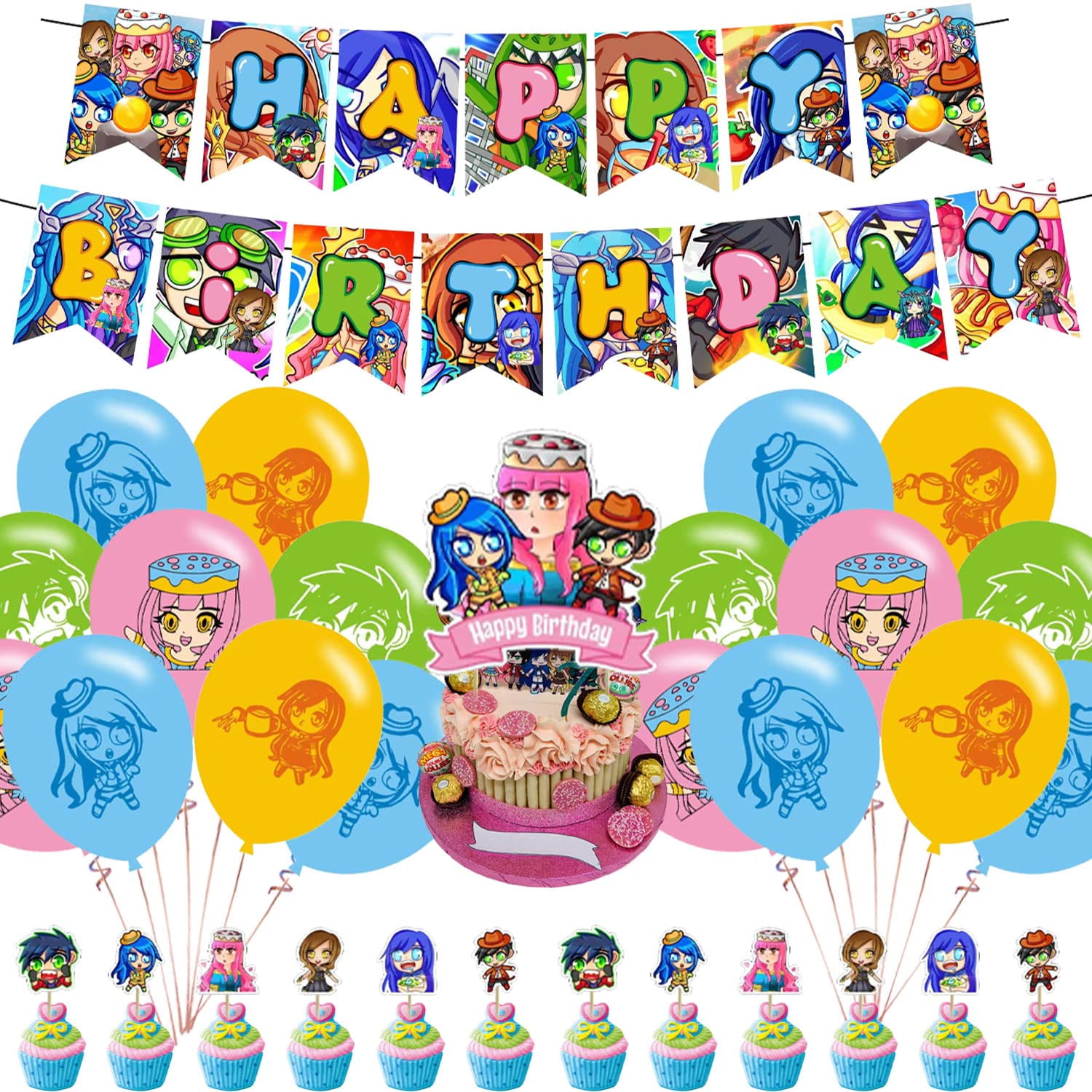 Funneh Krew Birthday Decorations - Cartoon AFN1Gaming Themed Party ...