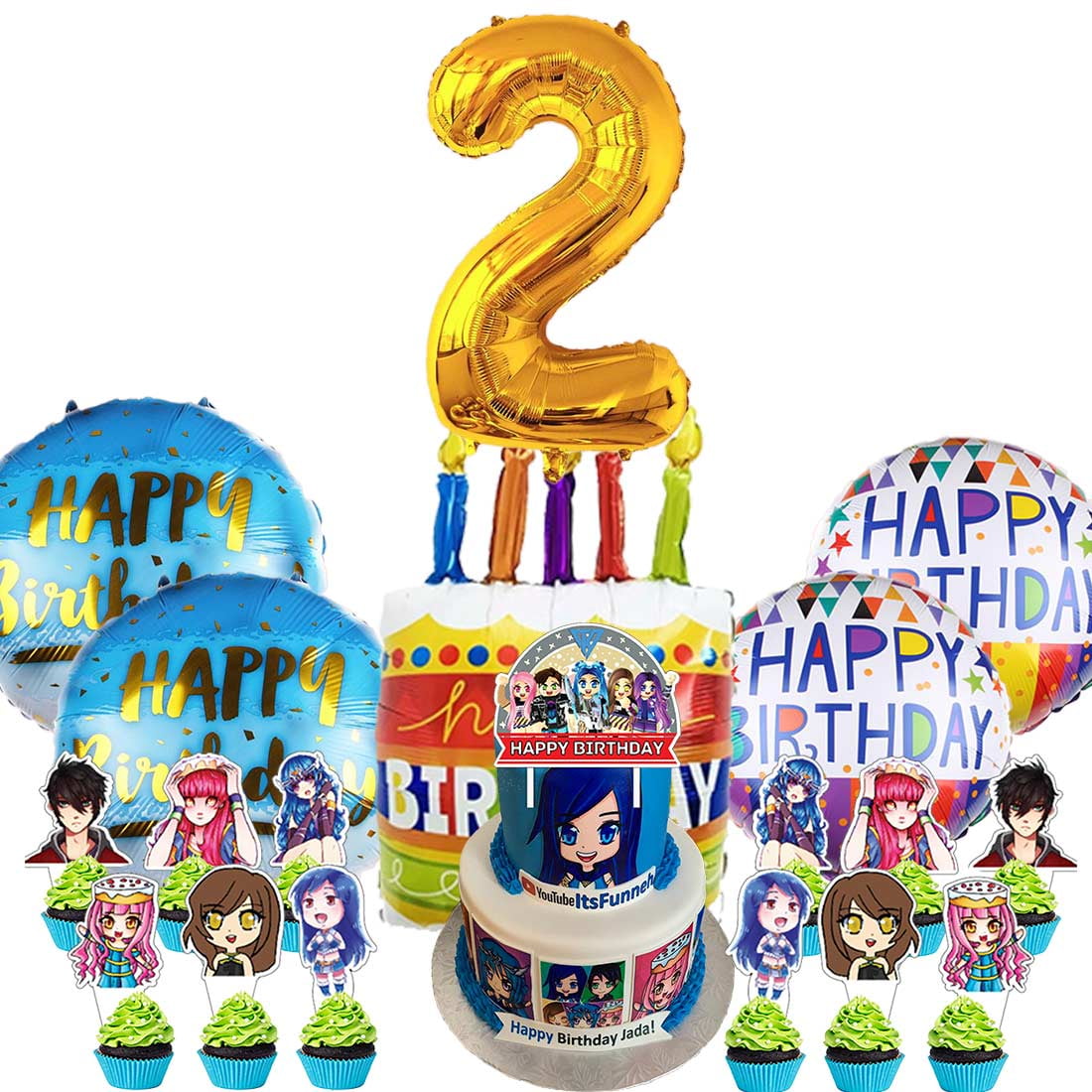 Funneh Krew Party Supplies 2nd Decor Kit Balloons Birthday Cake Topper ...