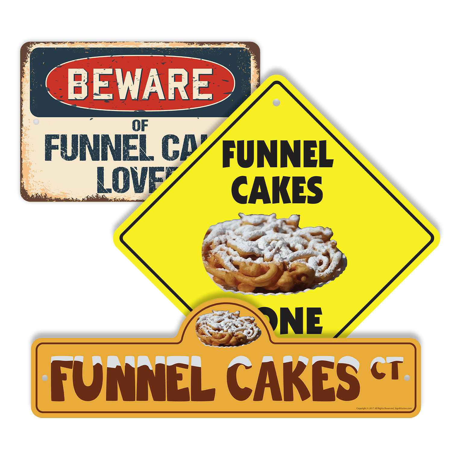 Funnel Cakes (3 Pack) Plastic Street Sign Crossing Sign Warning Sign ...