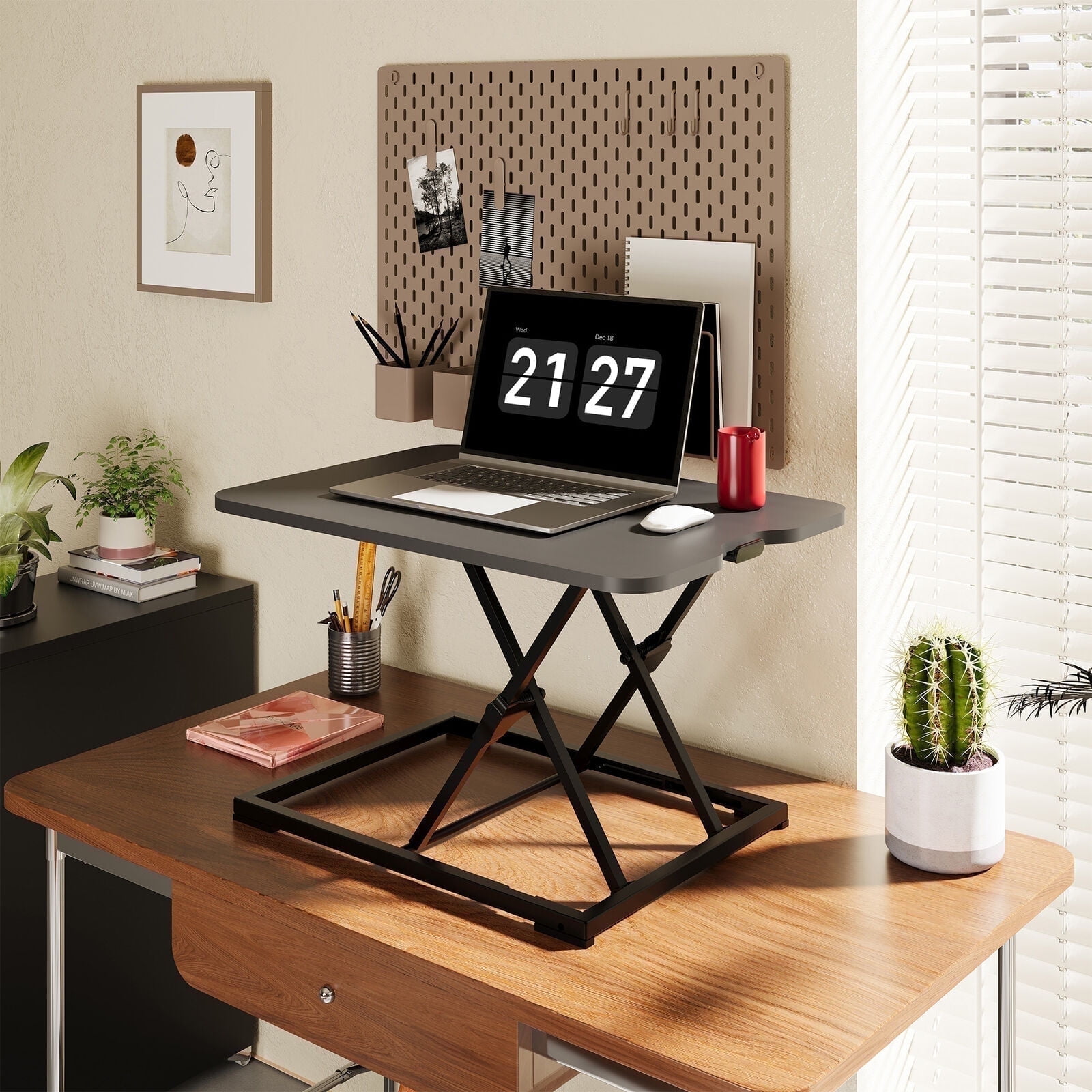 FunniHomi 27" Home Office Desk Riser Adjustable Standing Desk Converter ...