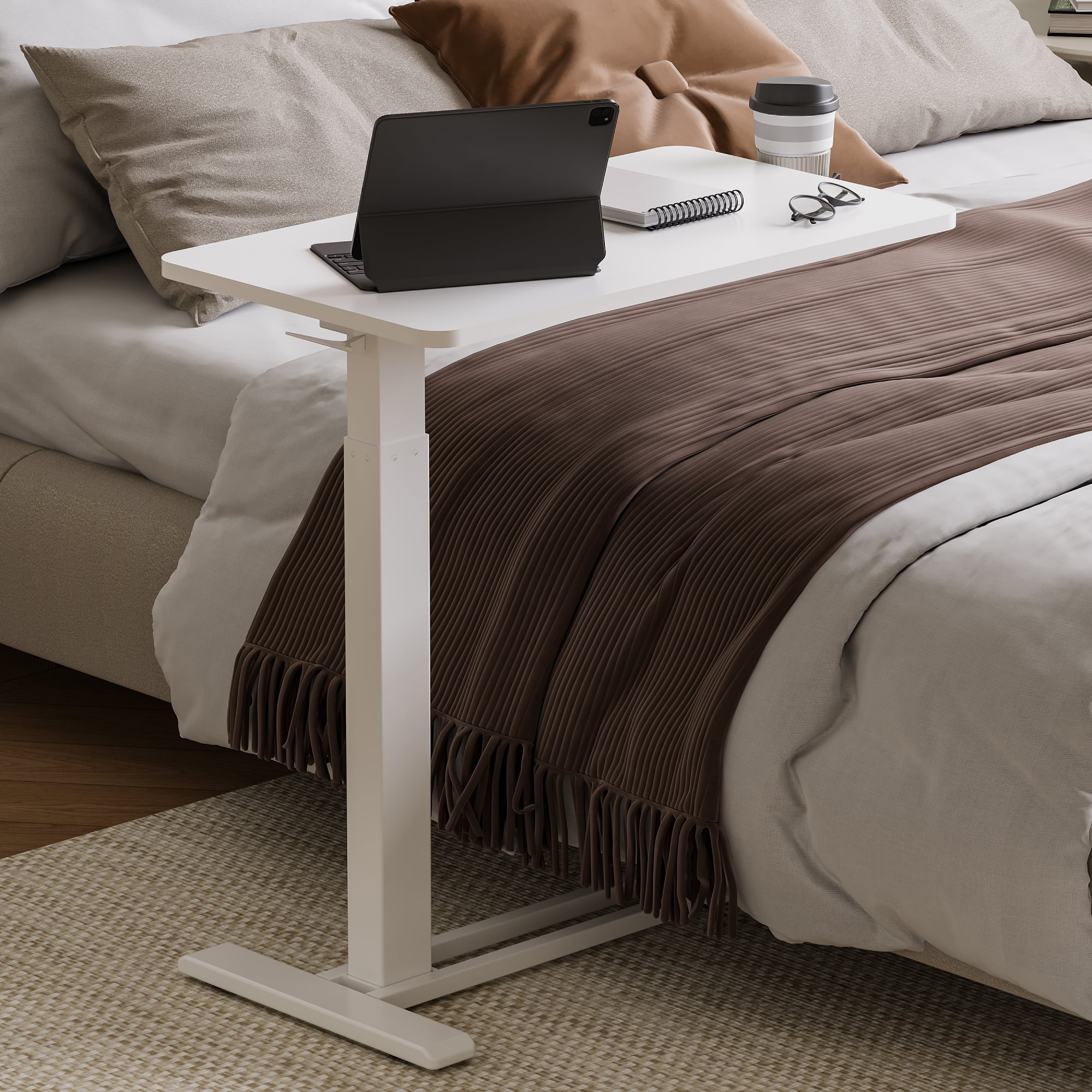 FunniHomi 28"x16" White Height Adjustable Overbed Table with Rolling ...