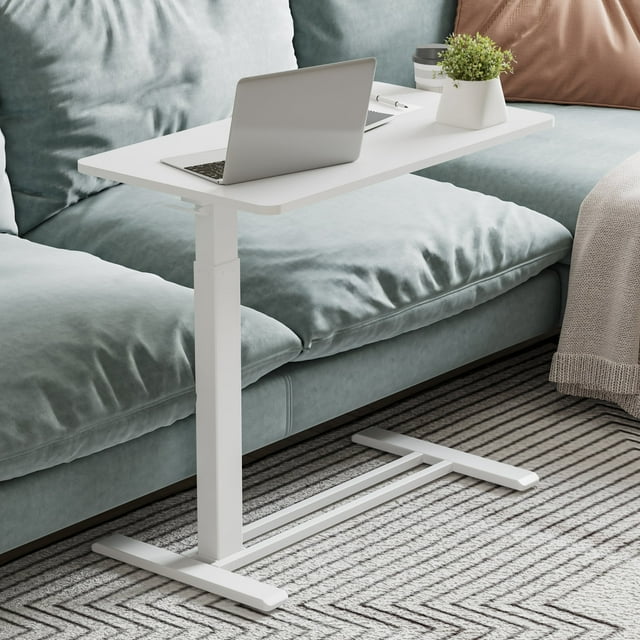 FunniHomi 32"x18" White Height Adjustable Overbed Table with Rolling ...