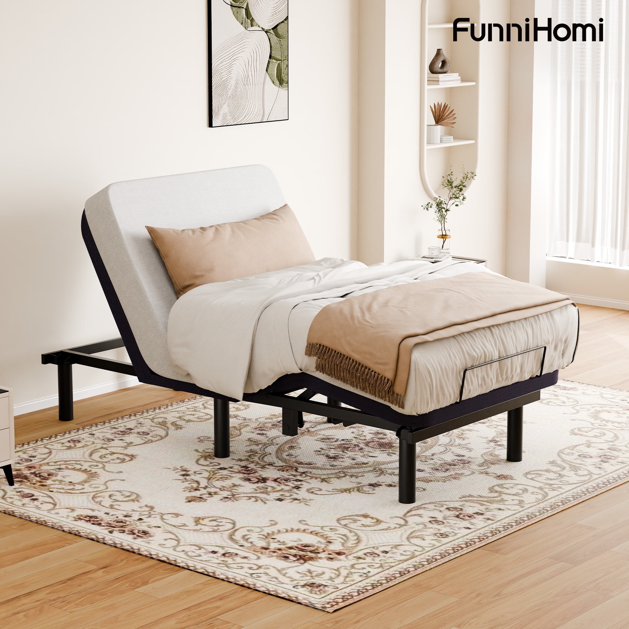 FunniHomi Twin XL Adjustable Bed Frame Base,Five-Piece Design,Easy ...