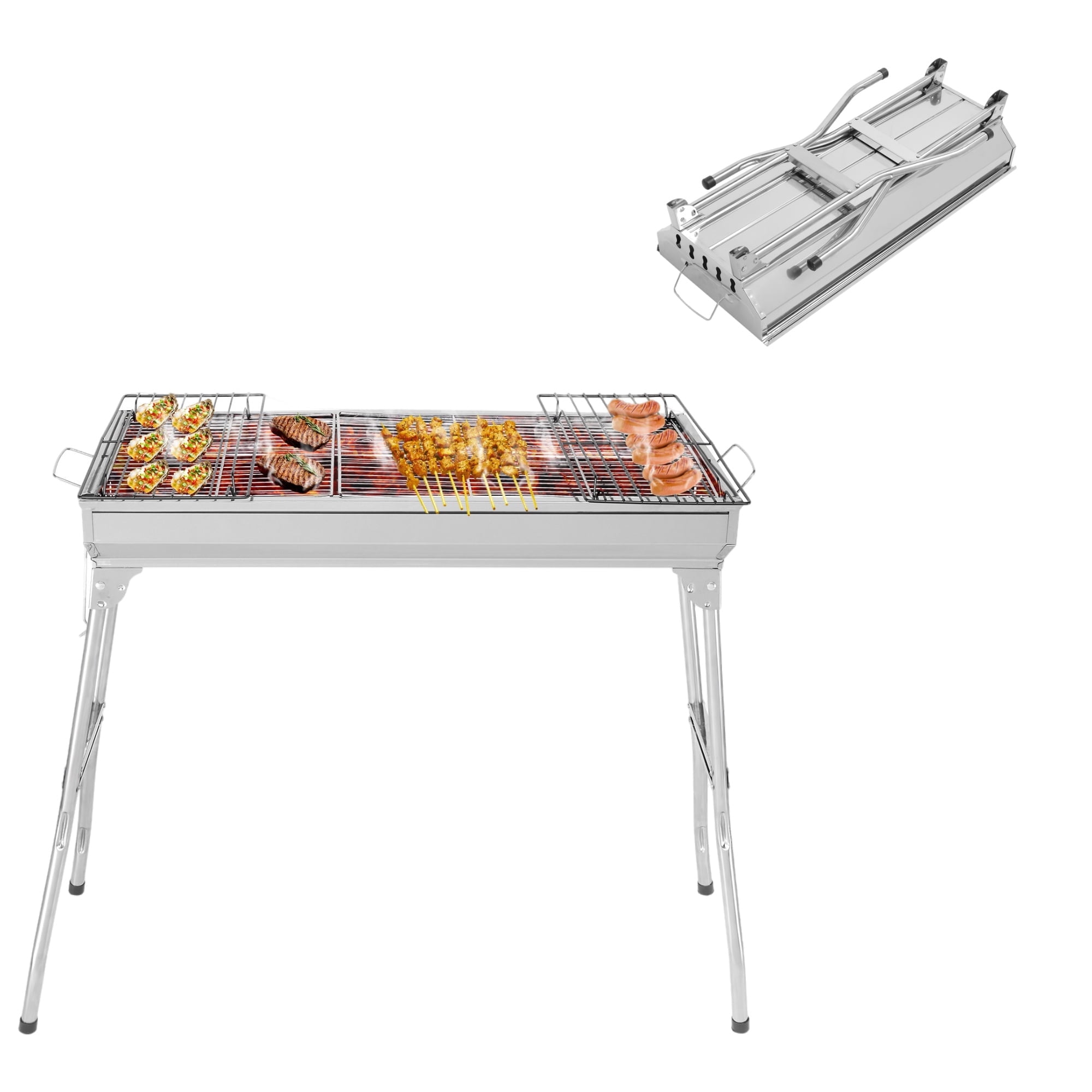 Funnil 27.5" Folding Barbecue Charcoal Grill, Stainless Steel Portable ...
