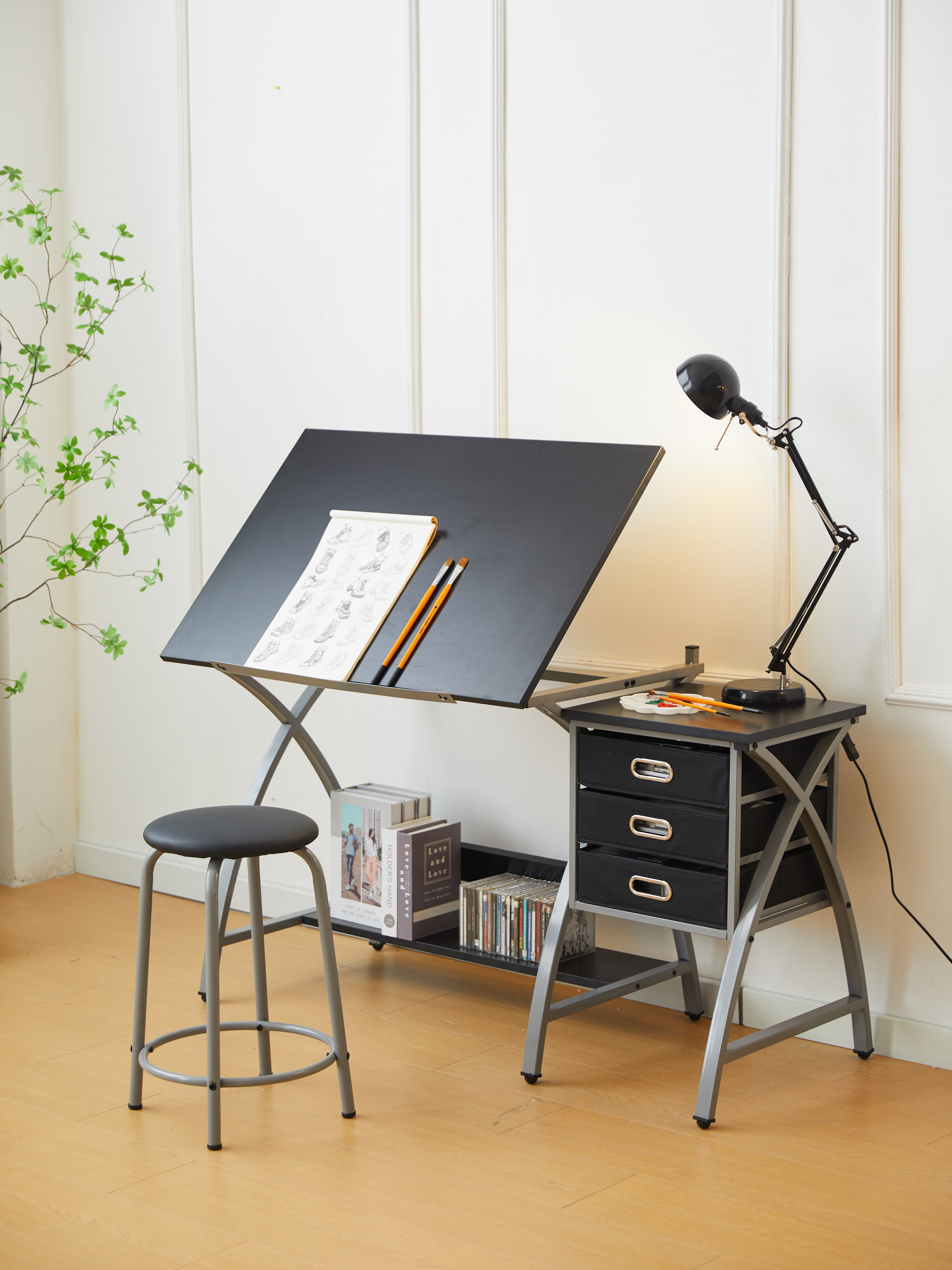 Funnil Drafting Tables Tilted Craft Tables with Drawers for Adults ...