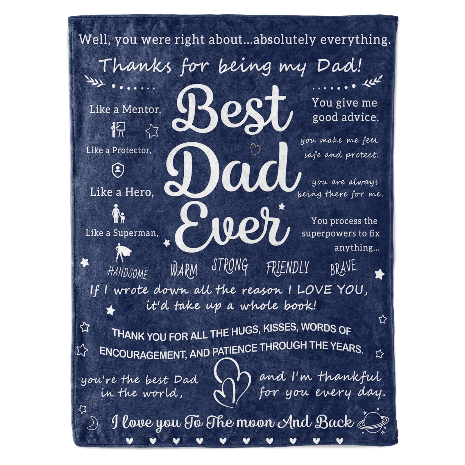 Funnil Fathers Day Gifts for Dad, Birthday Present Throw Blanket 50"x60 ...