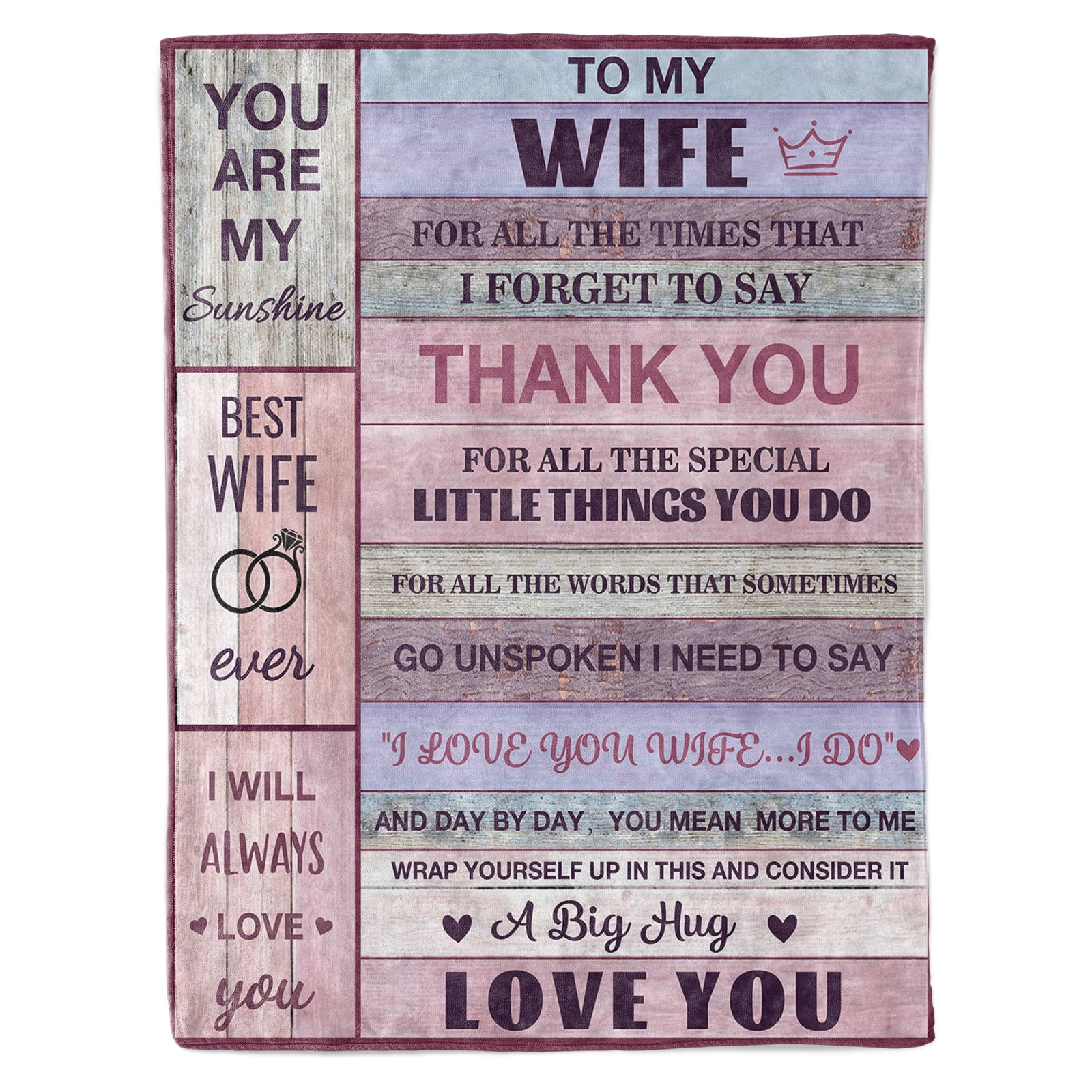 Funnil Mothers Day for Wife Gifts from Husband, Throw Blanket Wife ...