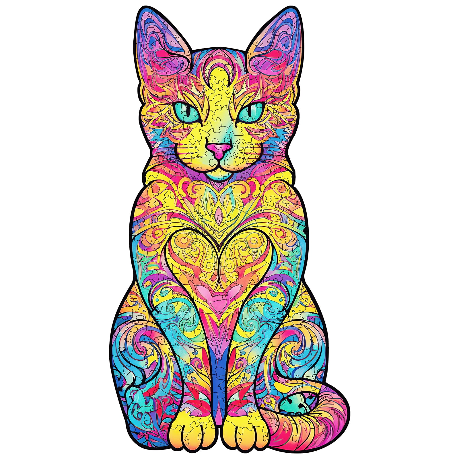 Funnil Wooden Jigsaw Puzzle, Lovely Cat Puzzleanimal Unique Shaped ...