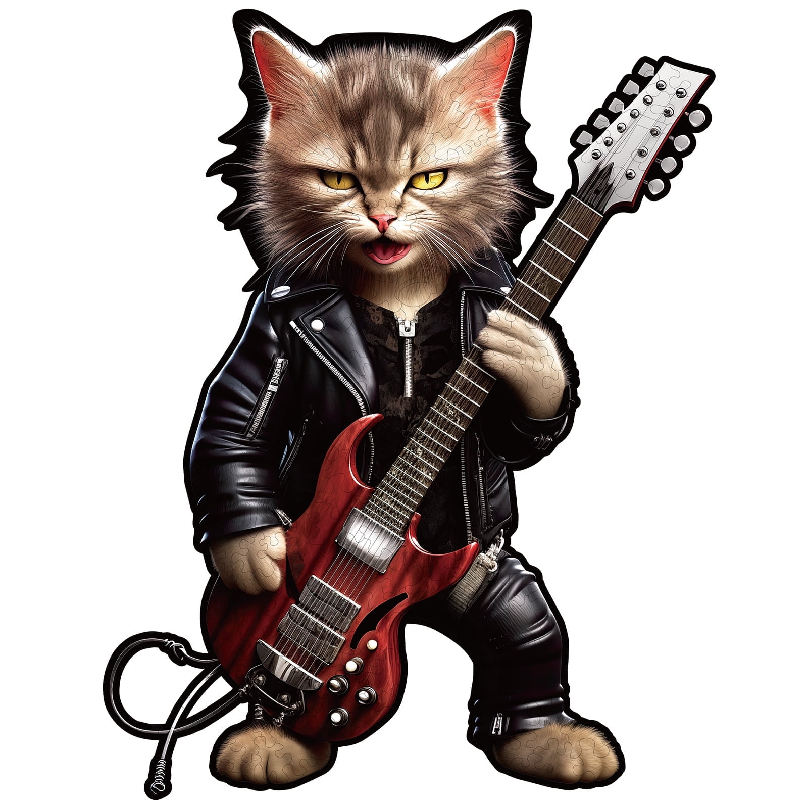 Funnil Wooden Jigsaw Puzzle Toys Rock Cat Puzzle, Animal Unique Shaped ...