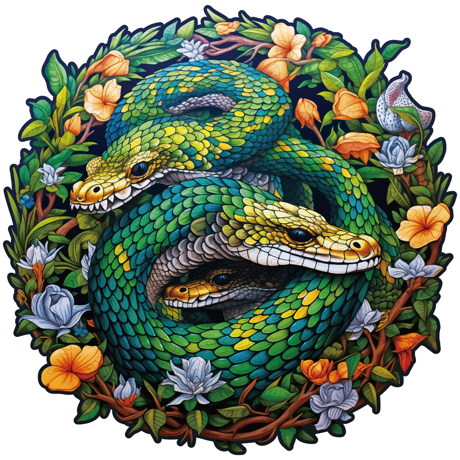 Funnil Wooden Jigsaw Puzzle Toys for Adults,Snake Family Jigsaw Puzzle ...