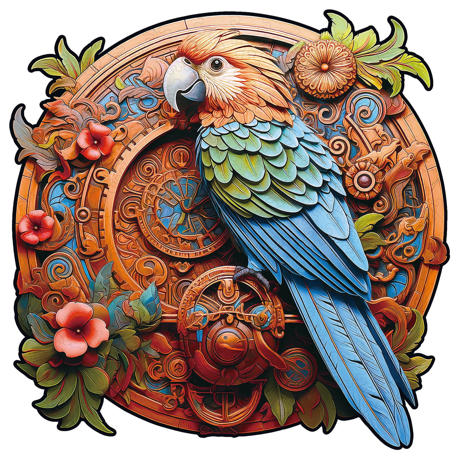 Funnil Wooden Jigsaw Puzzles Gear Parrot Gifts for Family Game Party ...