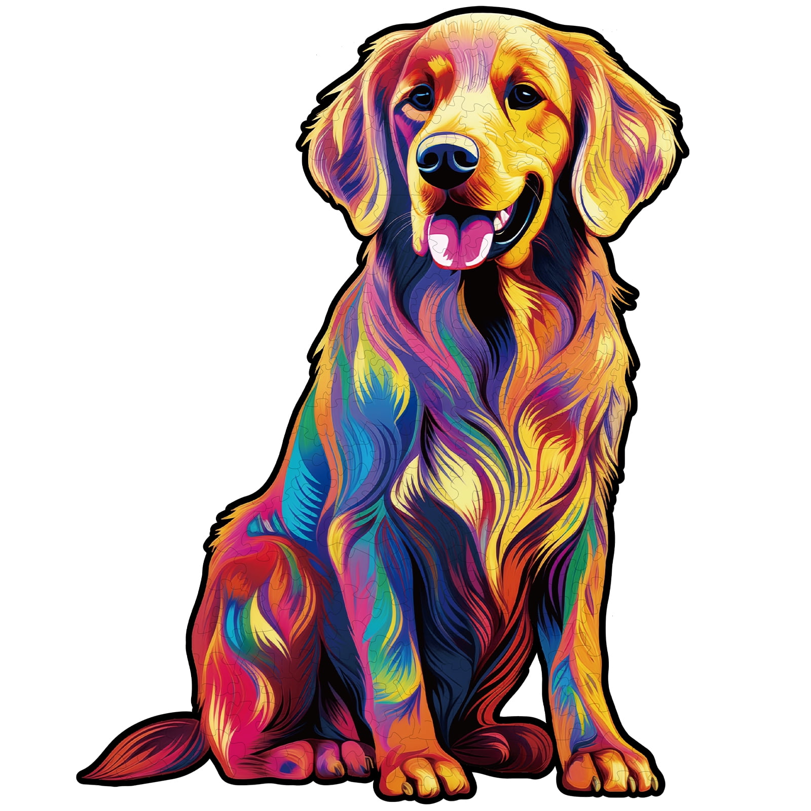 Funnil Wooden Jigsaw Puzzles-Smile Golden Retriever Jigsaw Puzzle Toys ...