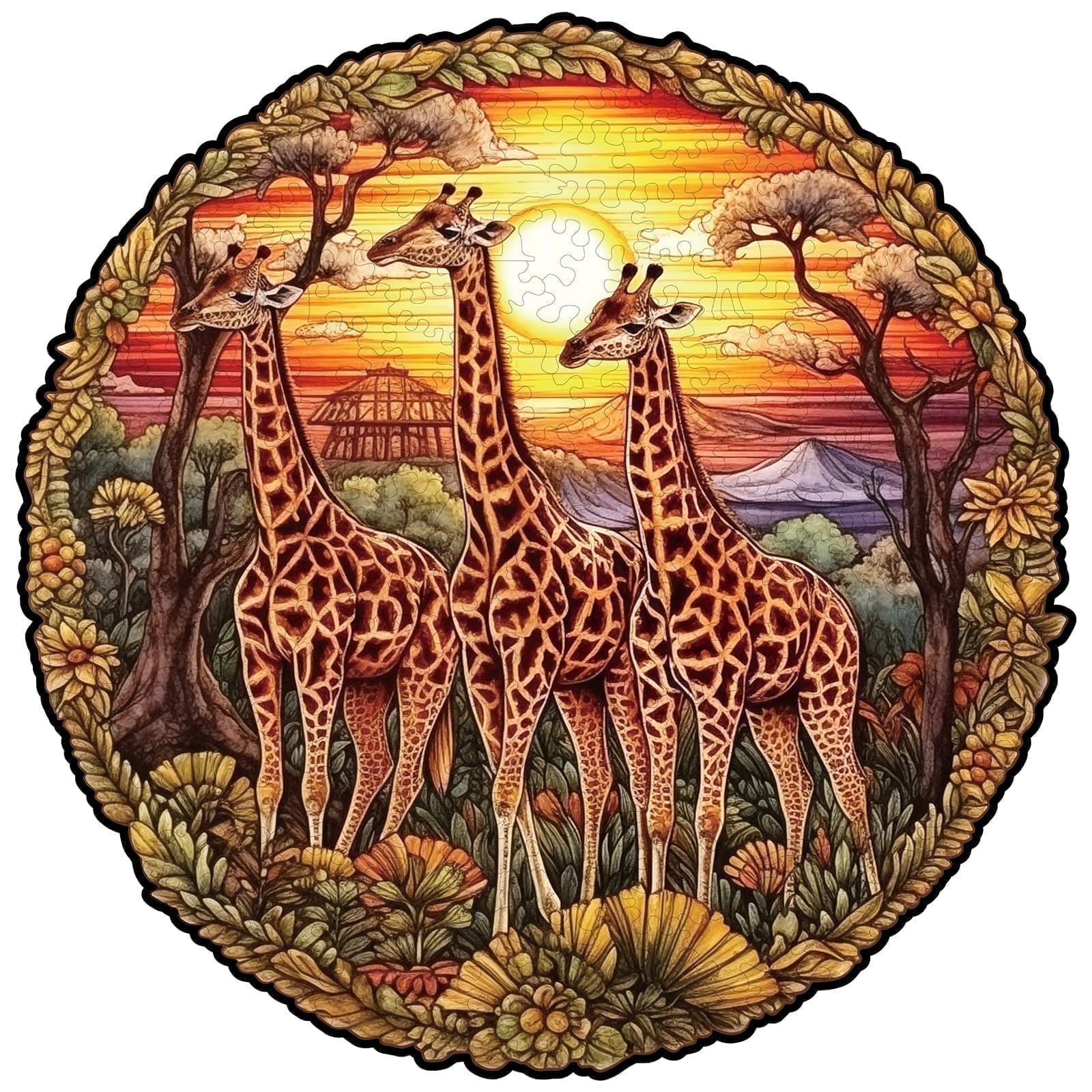 Funnil Wooden Jigsaw Puzzles, The Giraffe Family Creative Gifts 7.9x7 ...