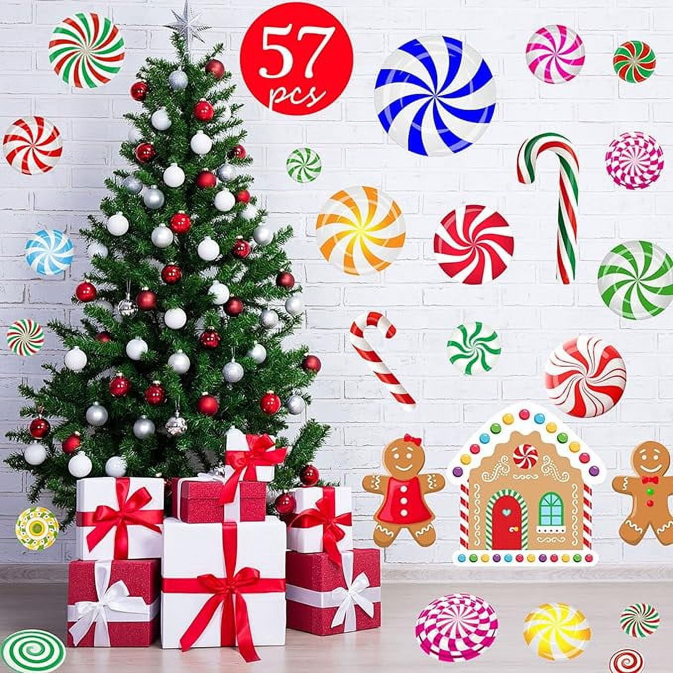 Funnlot 57PCS Peppermint Floor Decals Christmas Wall Stickers Christmas ...